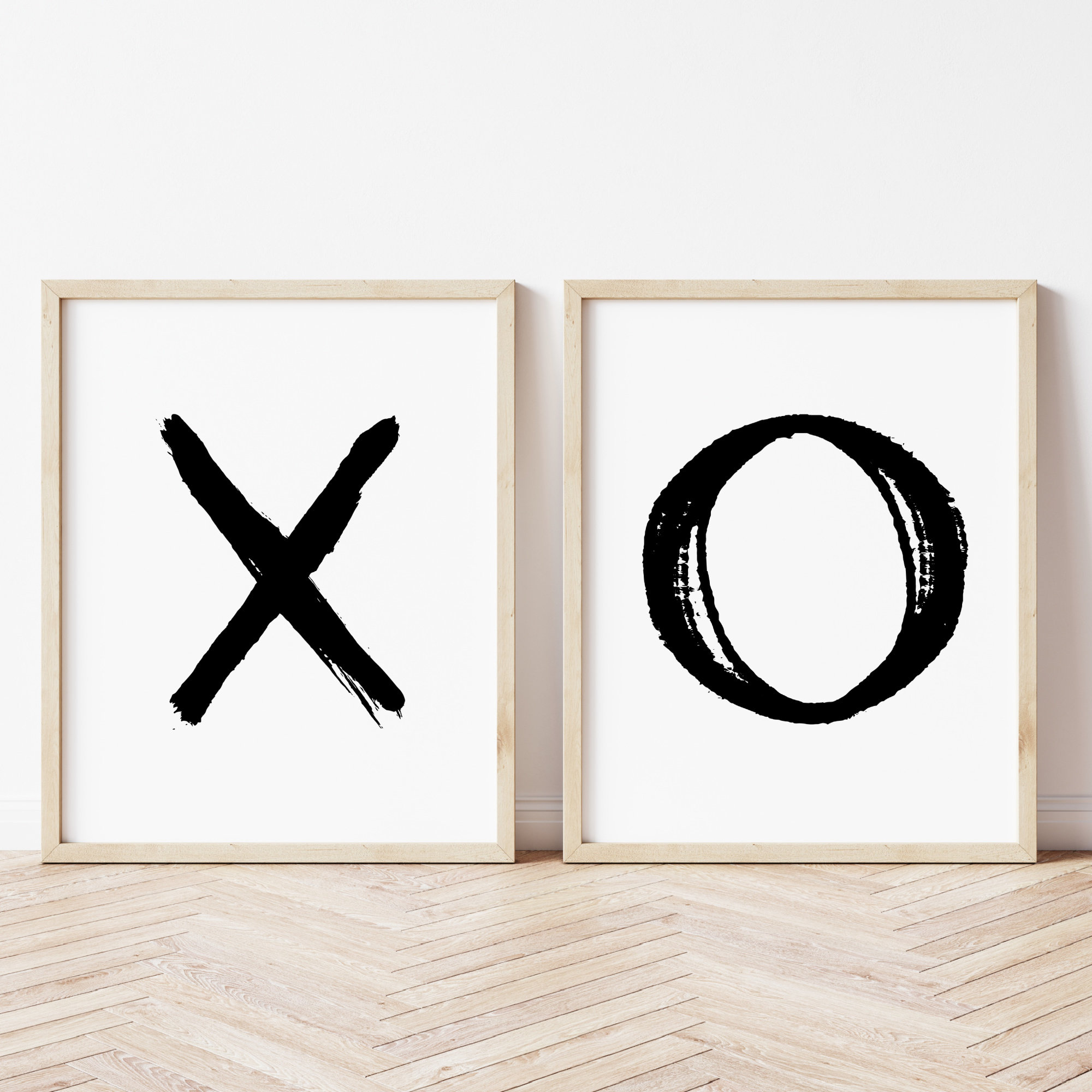X and O Print Set of 2, Printable Wall Art, Quote Prints, Black and ...