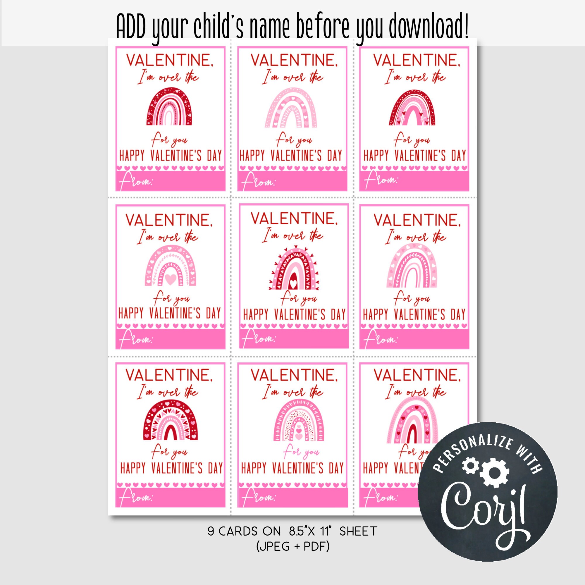 Editable Class Valentine Cards Valentine Cards for Kids - Etsy