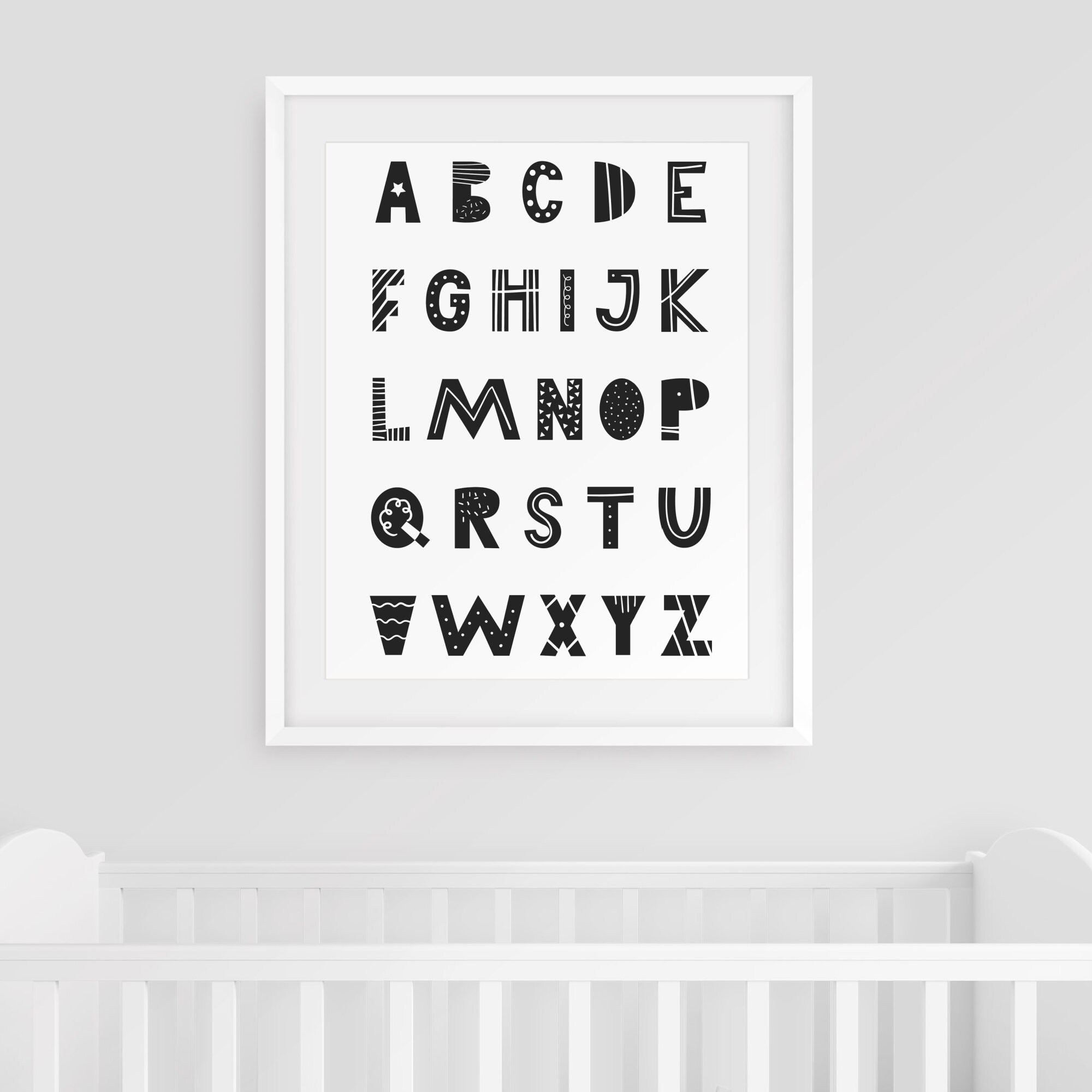 PRINTABLE Black and White Alphabet Print Kids Room Wall Art | Etsy