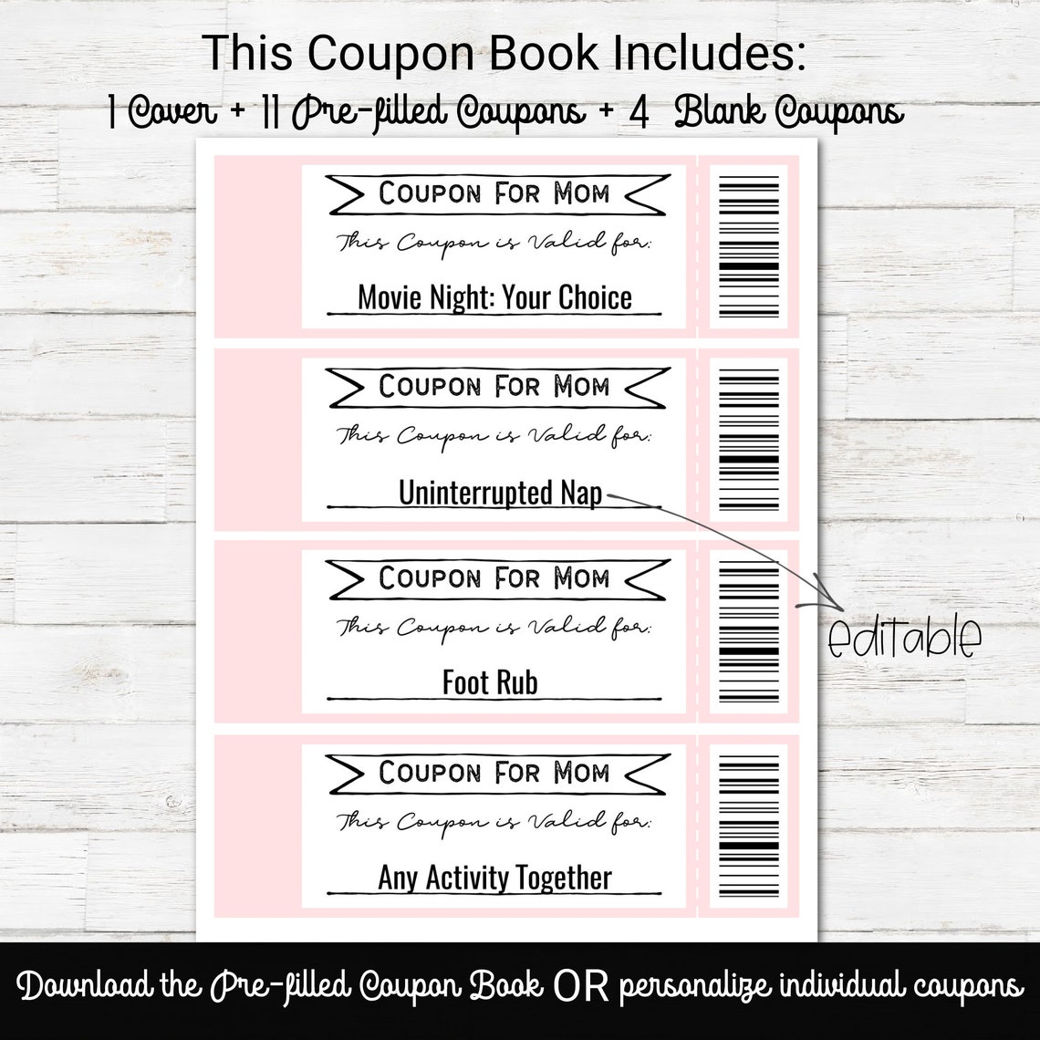 Editable Coupon Book Mothers Day Gift Custom Coupon Book for - Etsy