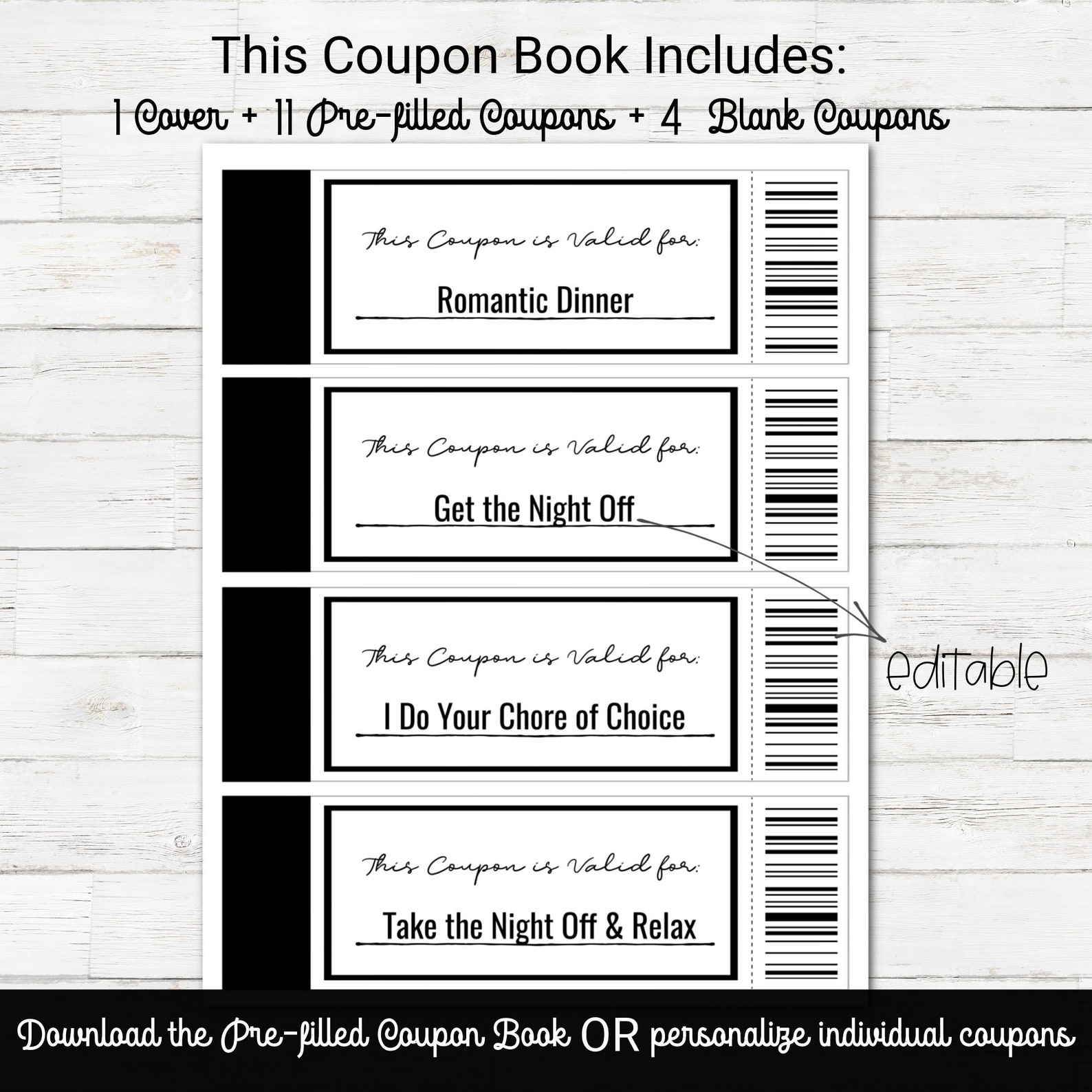 Editable Coupon Book, Birthday Gift for Husband, Custom Coupon Book ...