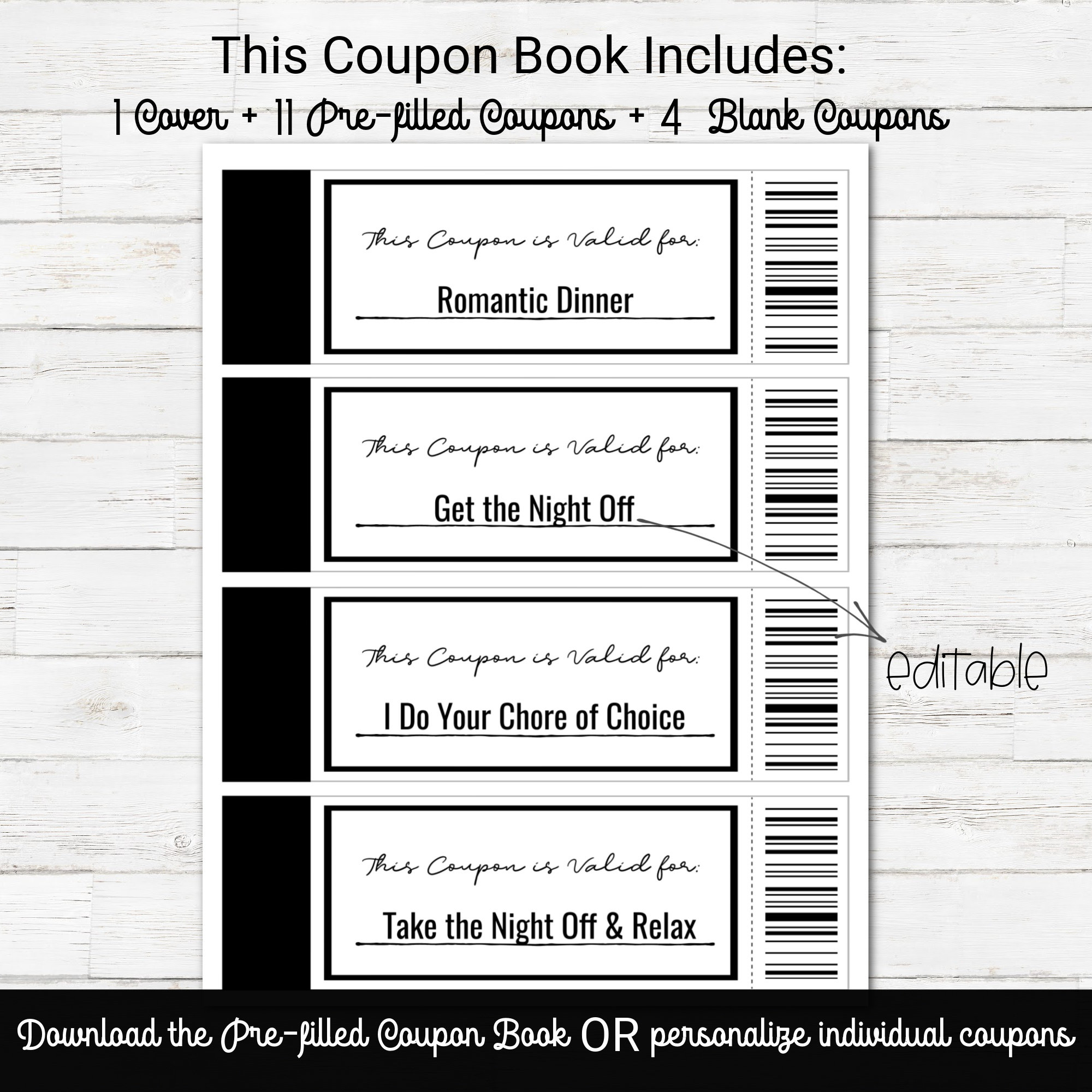 Editable Coupon Book, Birthday Gift for Husband, Custom Coupon Book ...