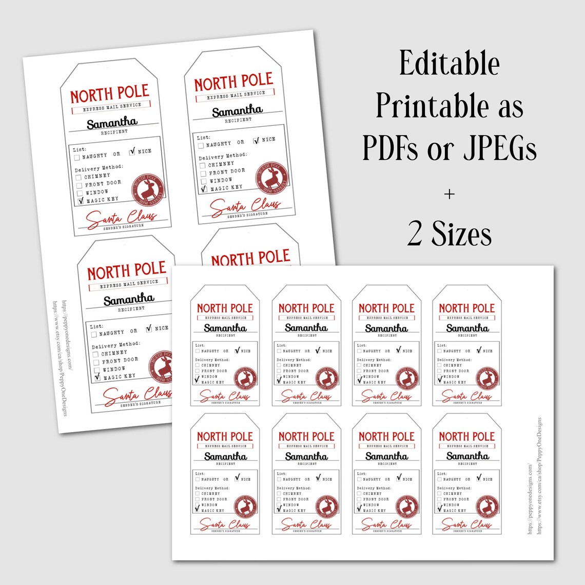 PRINTABLE Santa Gift Tags Template, Personalized North Pole Gift From ...