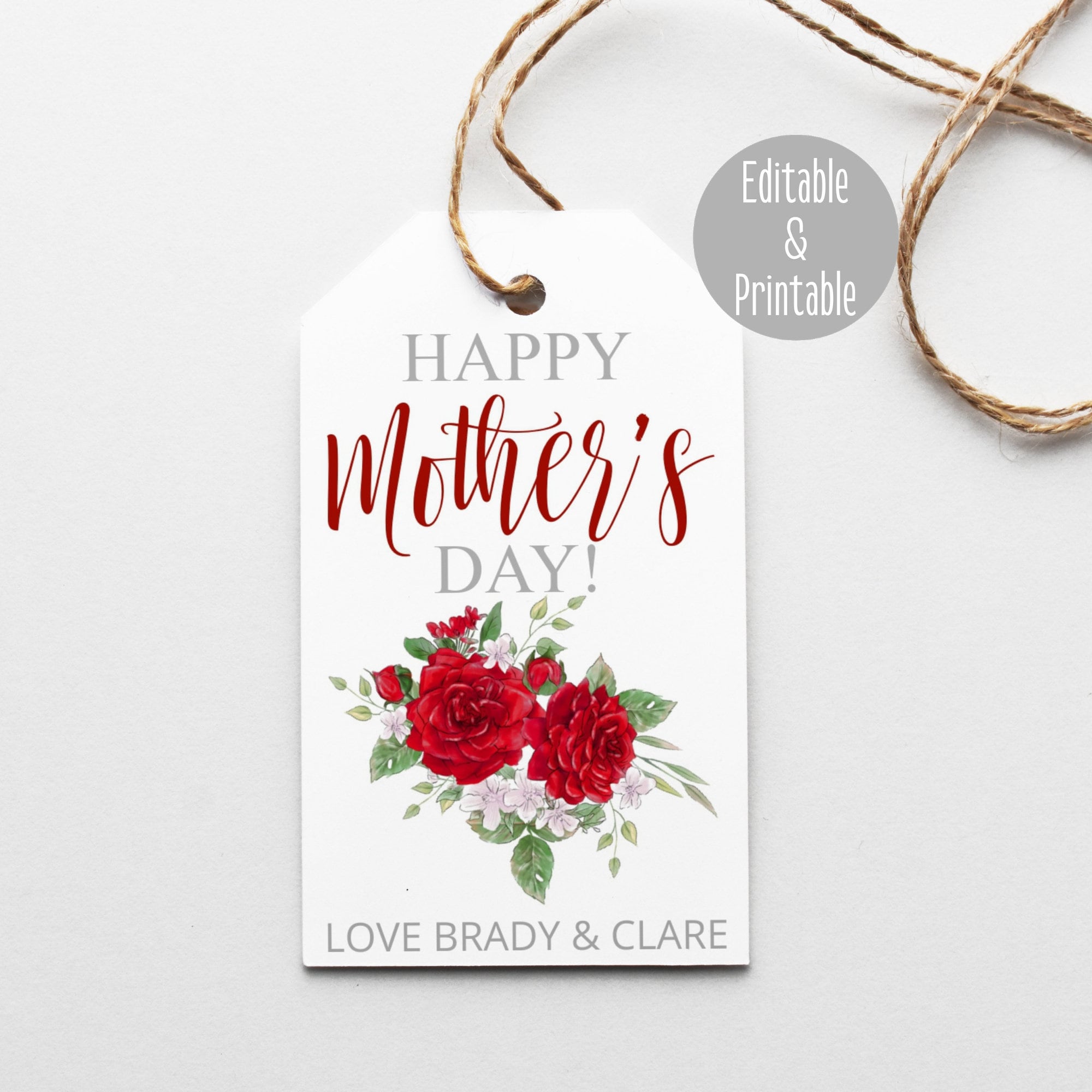 Editable Mother's Day Gift Tags Printable, Cookie Tag, Treat Bag Tag ...