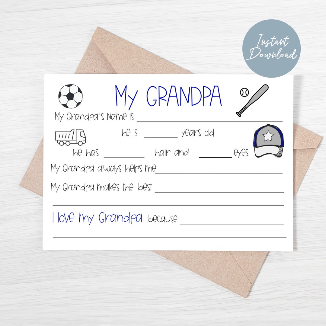 Printable Card for Grandpa, Personalized Card for Grandpa, Printable ...