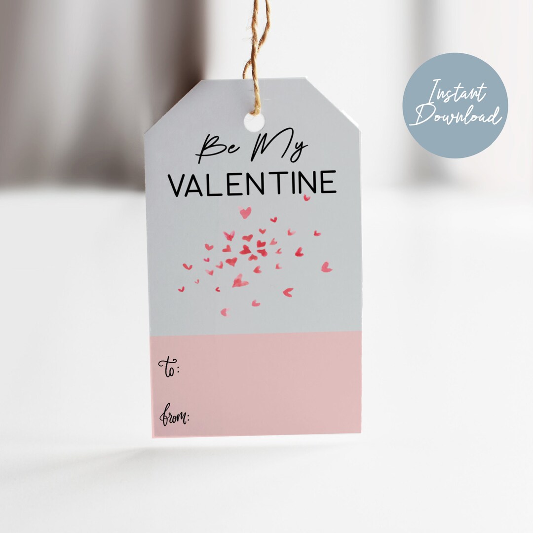 PRINTABLE Valentines Day Tags, Heart Valentine's Favor Tag, Classroom ...