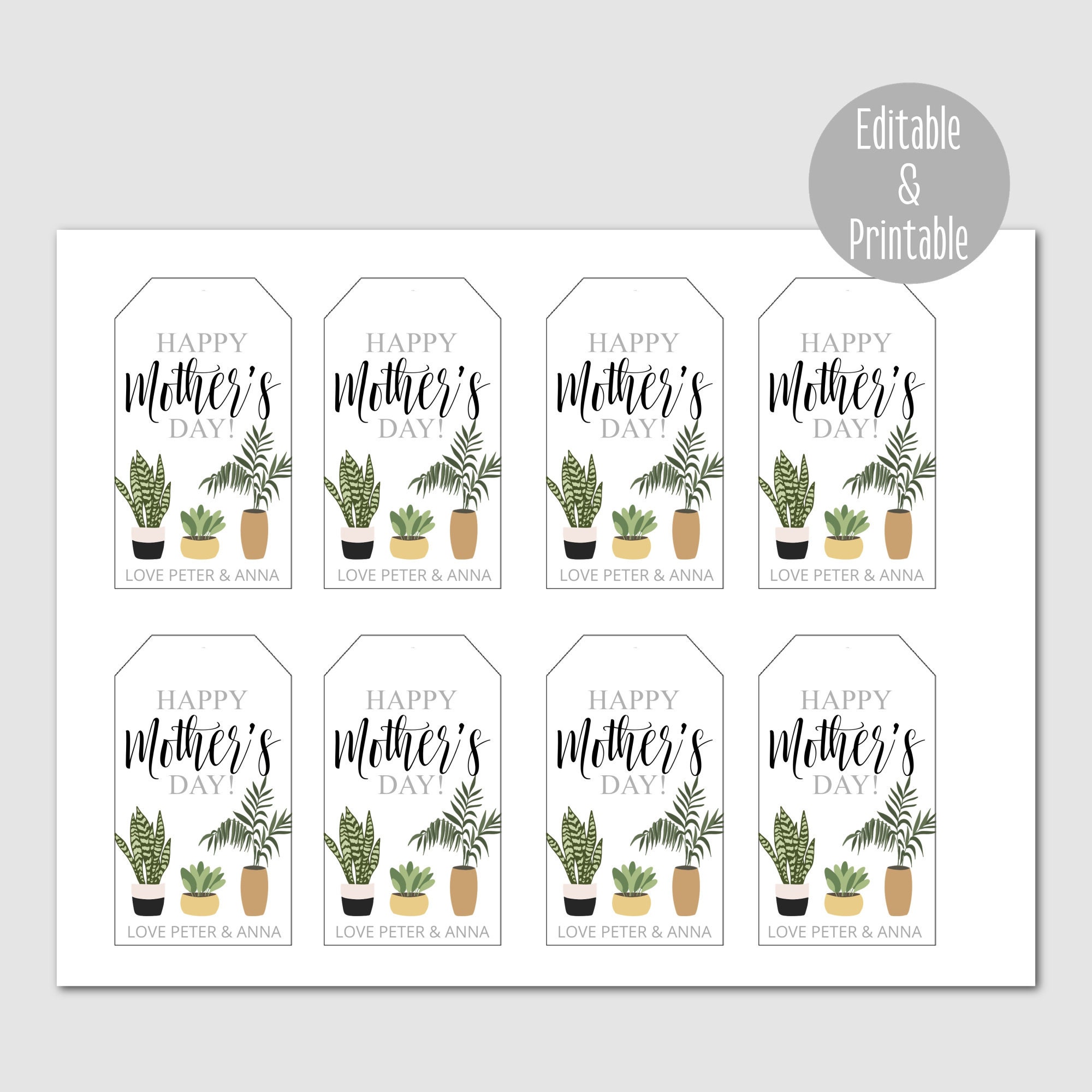 Editable Mother's Day Gift Tags Printable, Cookie Tag, Treat Bag Tag ...