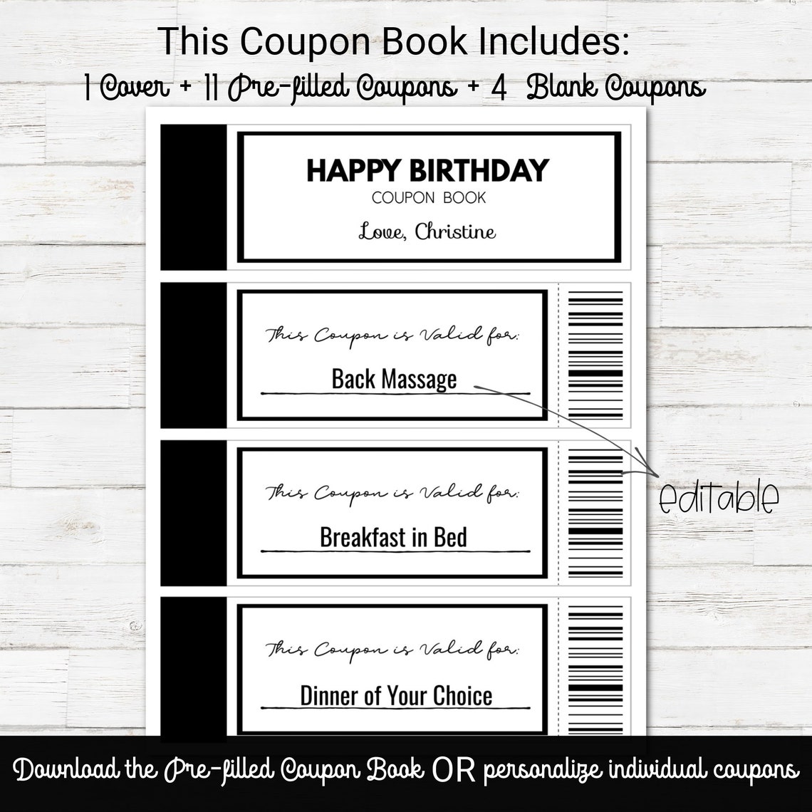 Editable Coupon Book, Birthday Gift for Husband, Custom Coupon Book ...
