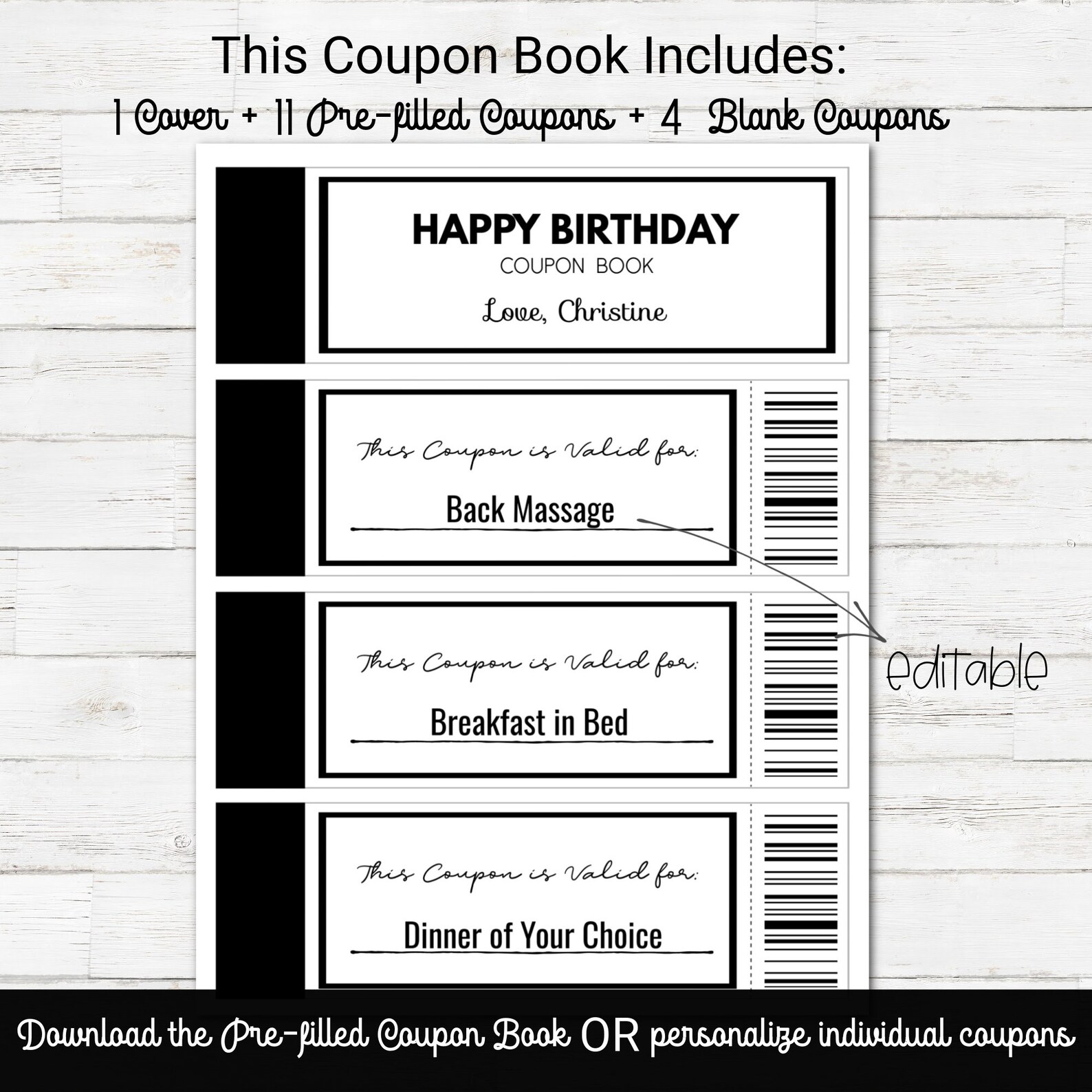 Editable Coupon Book, Birthday Gift for Husband, Custom Coupon Book ...