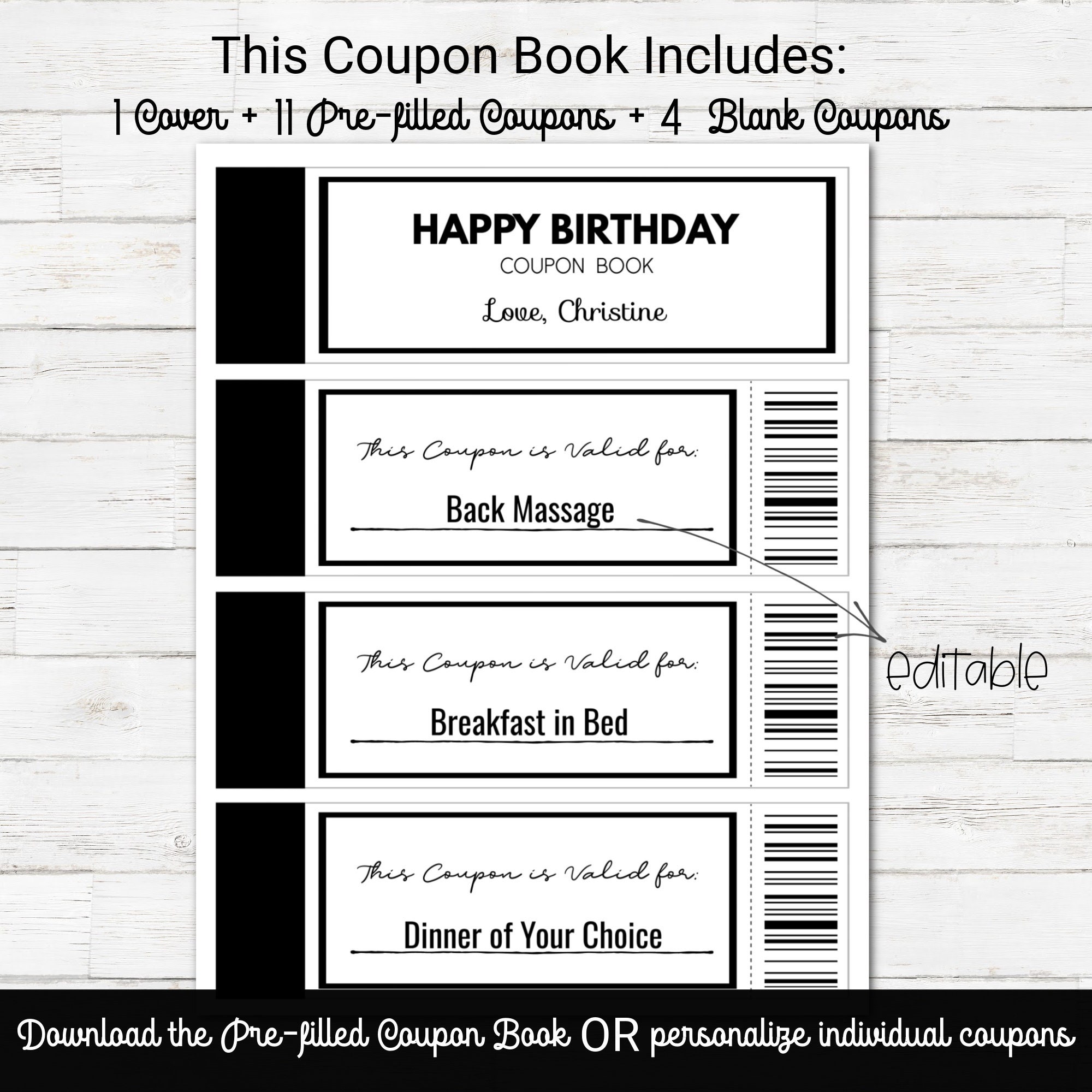Editable Coupon Book, Birthday Gift for Husband, Custom Coupon Book ...