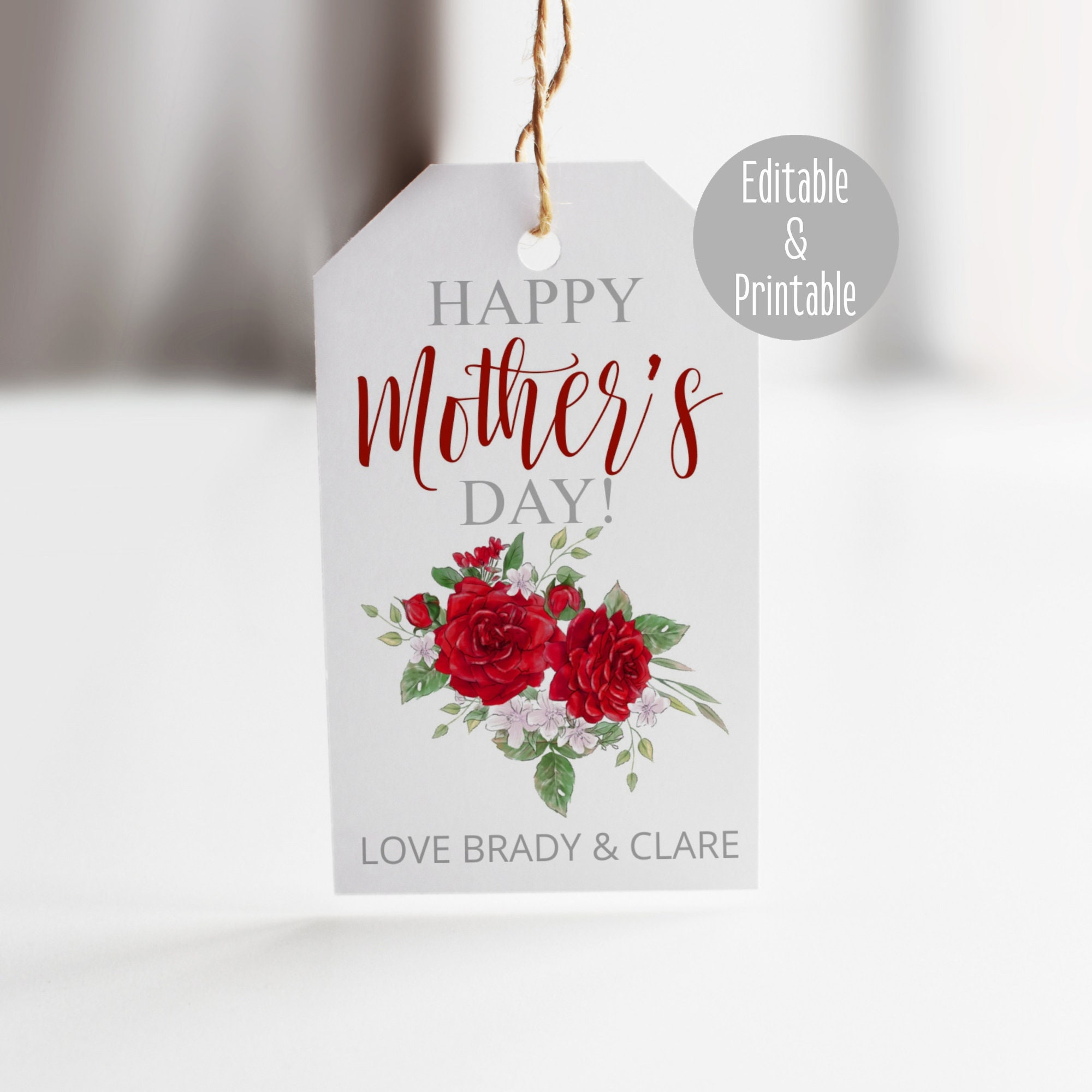 Editable Mother's Day Gift Tags Printable, Cookie Tag, Treat Bag Tag ...