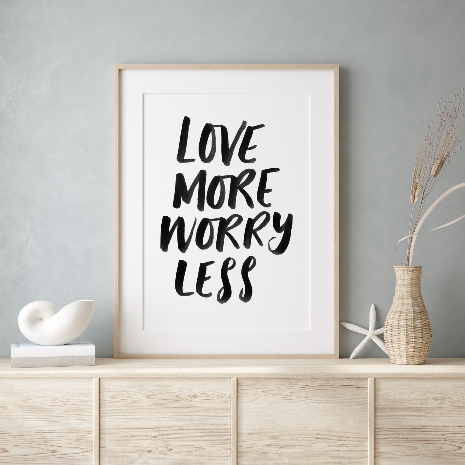 Love More Worry Less Printable Art, Watercolour Quote Print, Quote Sign ...
