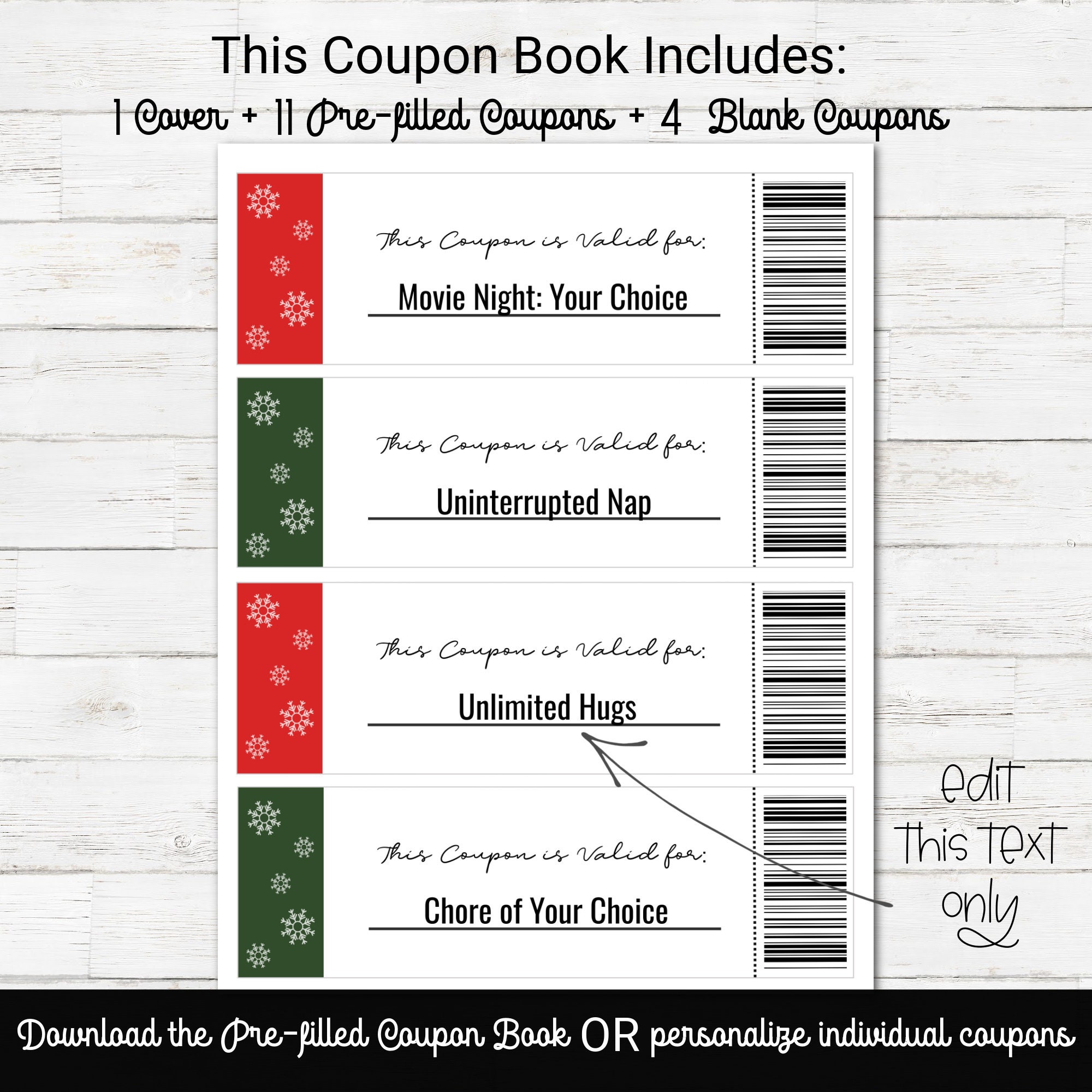 Editable Christmas Coupon Book, Printable Coupon Book, Christmas Gift ...