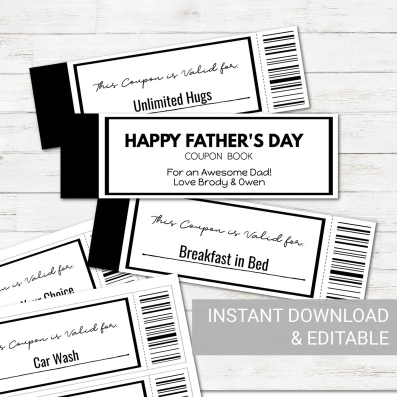 Editable Coupon Book, Fathers Day Gift, Custom Coupon Book for Dad ...