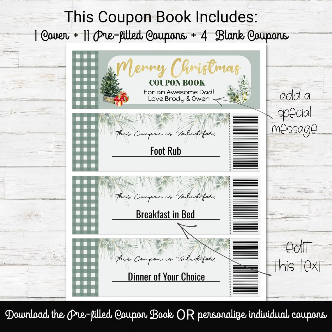 Editable Christmas Coupon Book, Printable Coupon Book, Christmas Gift ...