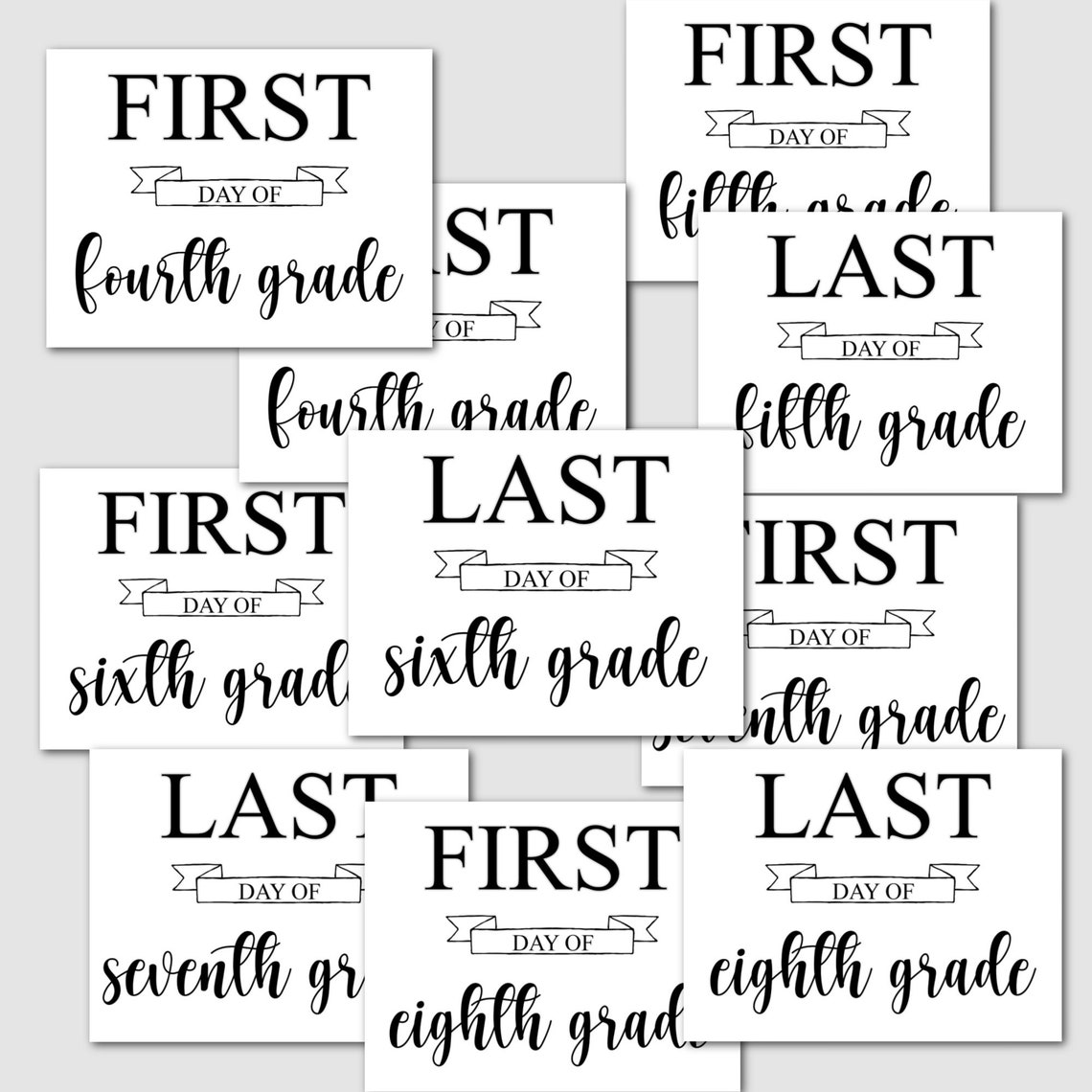 Printable First & Last Day of School Sign PDF Bundle, First Day of ...