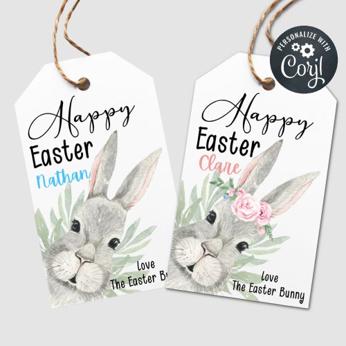 Printable Happy Easter Bunny Gift Tag Instant Download Easter | Etsy