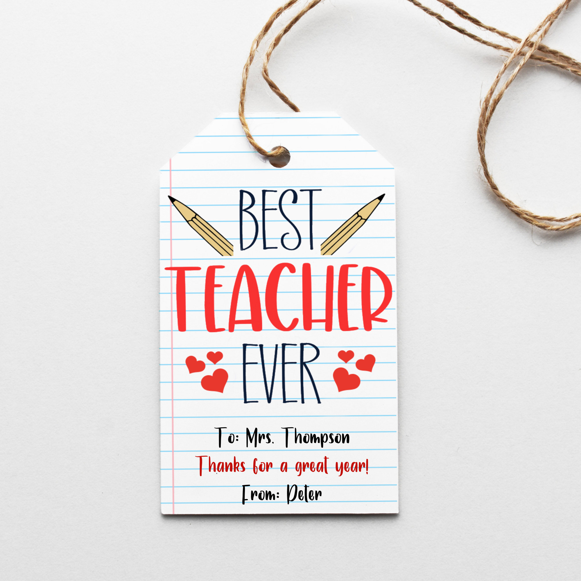 Editable Teacher Gift Tag Printable, Teachers Appreciation Gift Tag ...