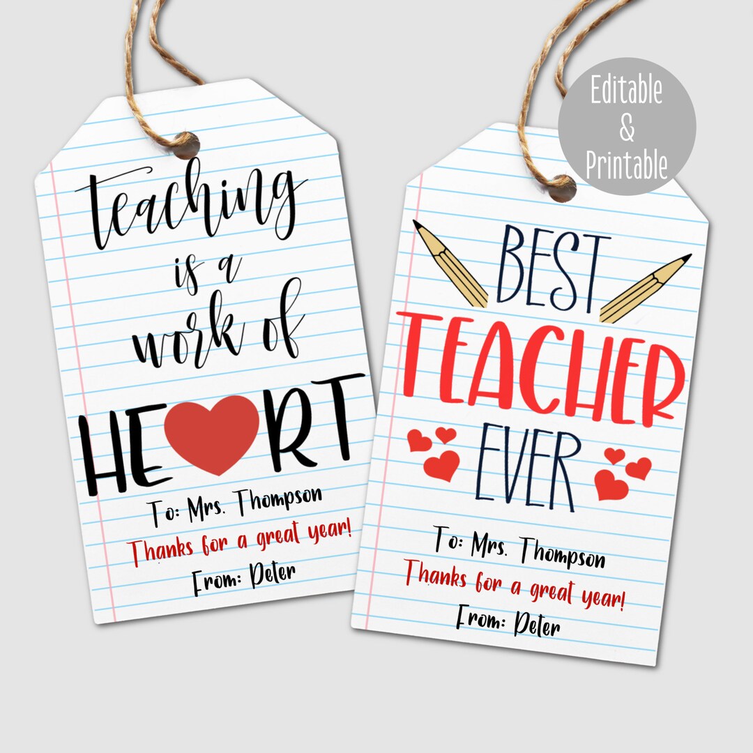 Editable Teacher Gift Tag Printable, Teachers Appreciation Gift Tag ...
