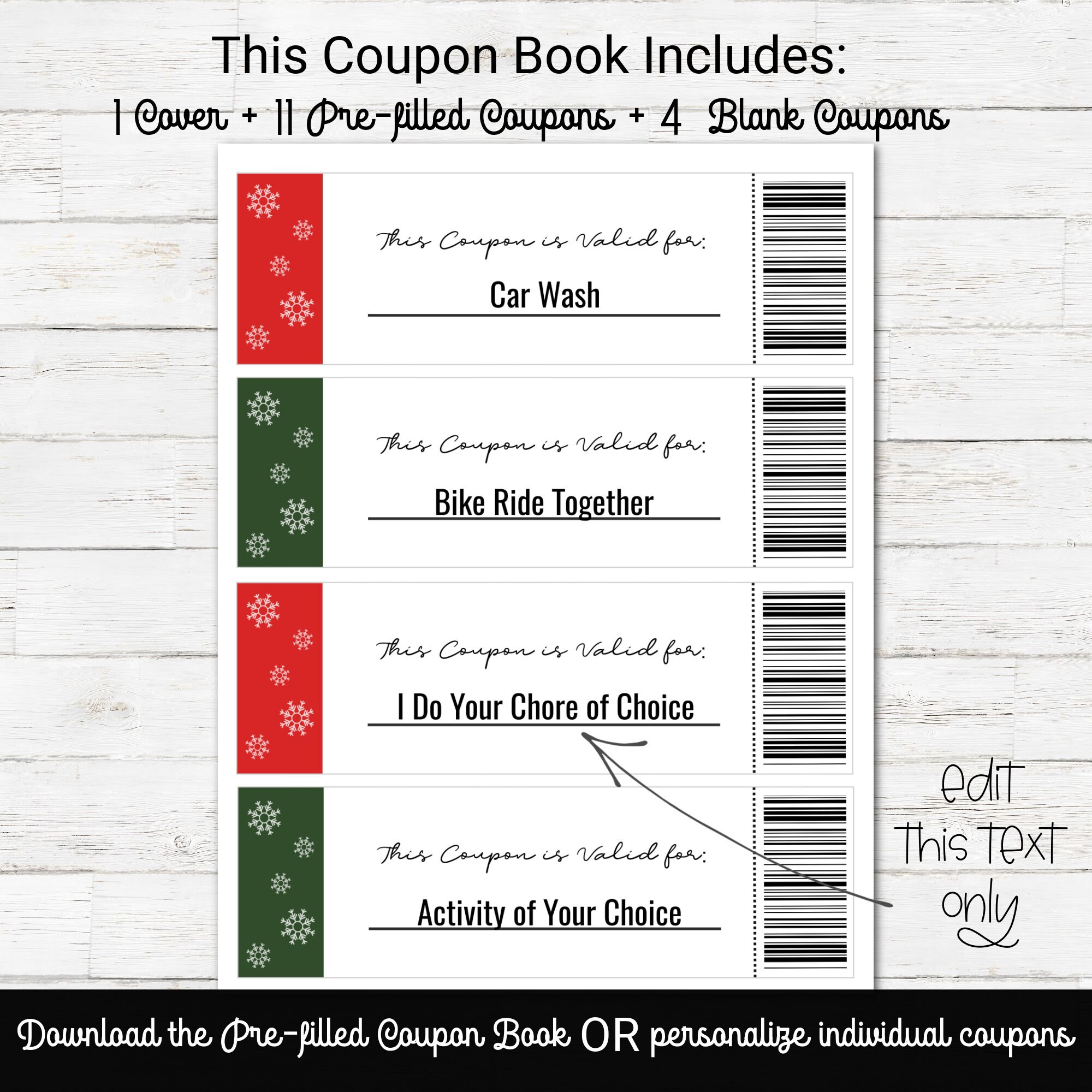 Editable Christmas Coupon Book, Printable Coupon Book, Christmas Gift ...