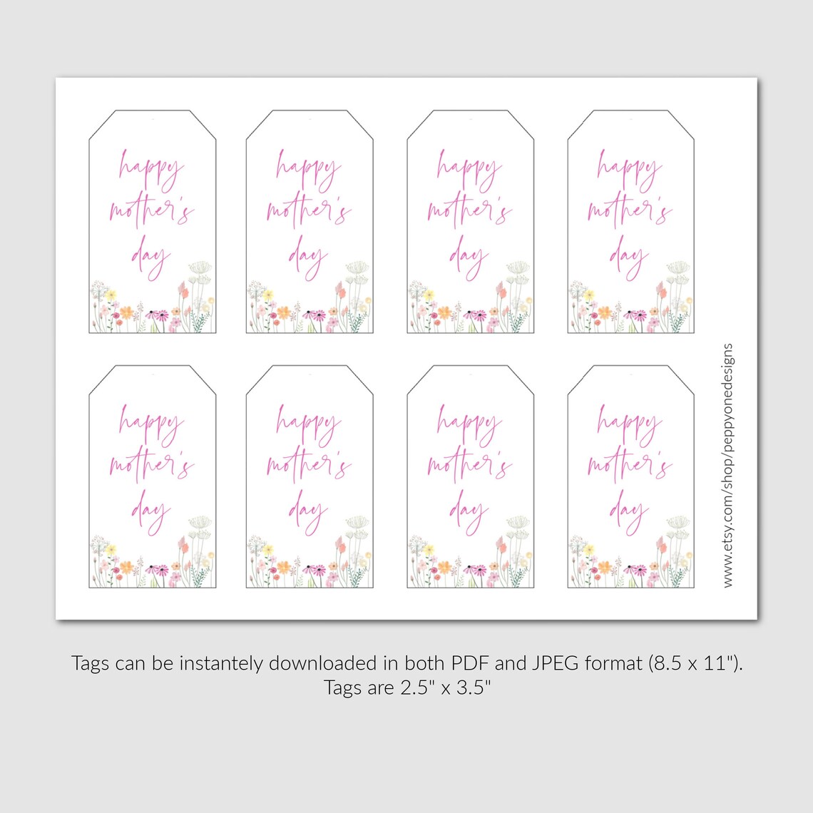 PRINTABLE Mother's Day Tags Floral Gift Tags Happy - Etsy