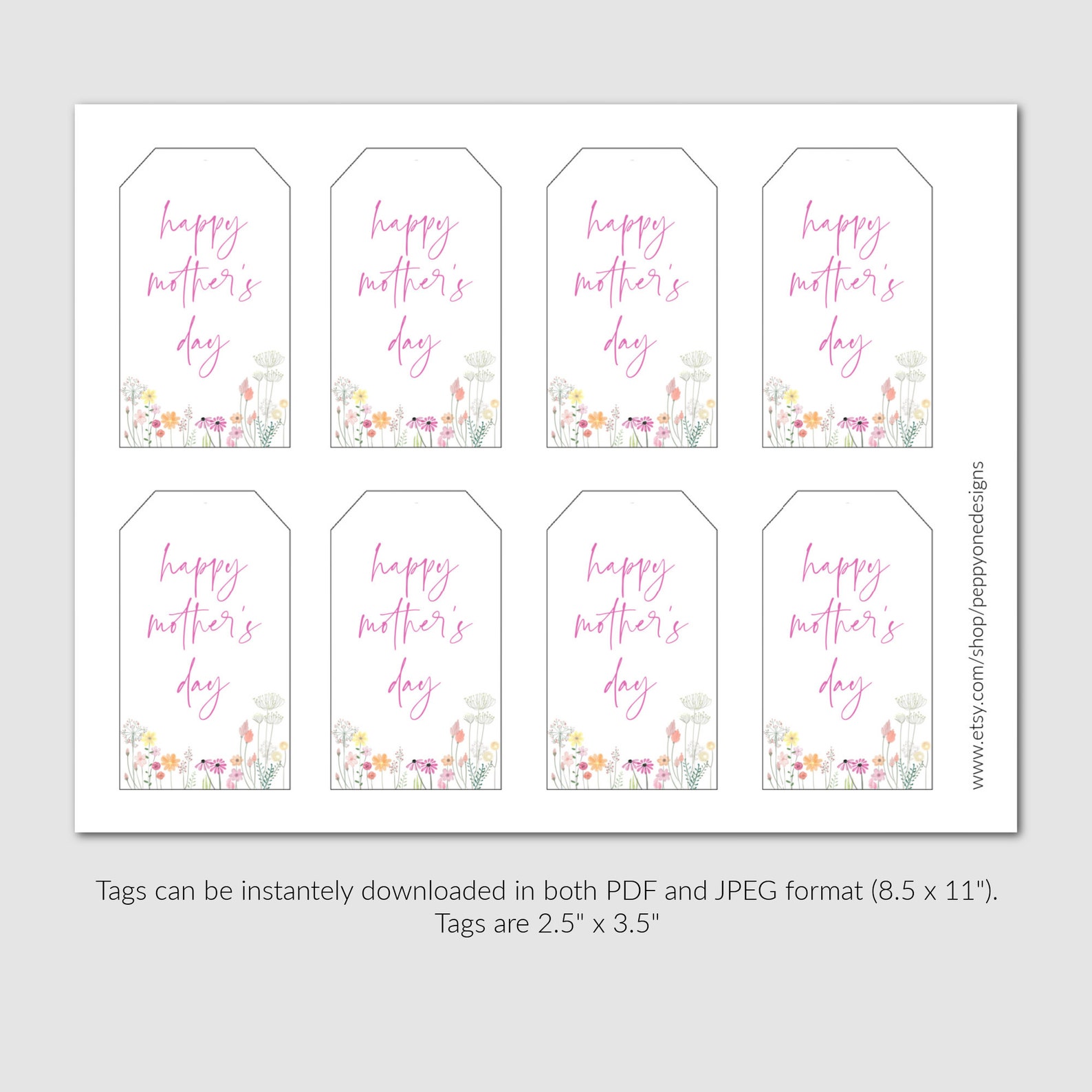 PRINTABLE Mother's Day Tags Floral Gift Tags Happy - Etsy
