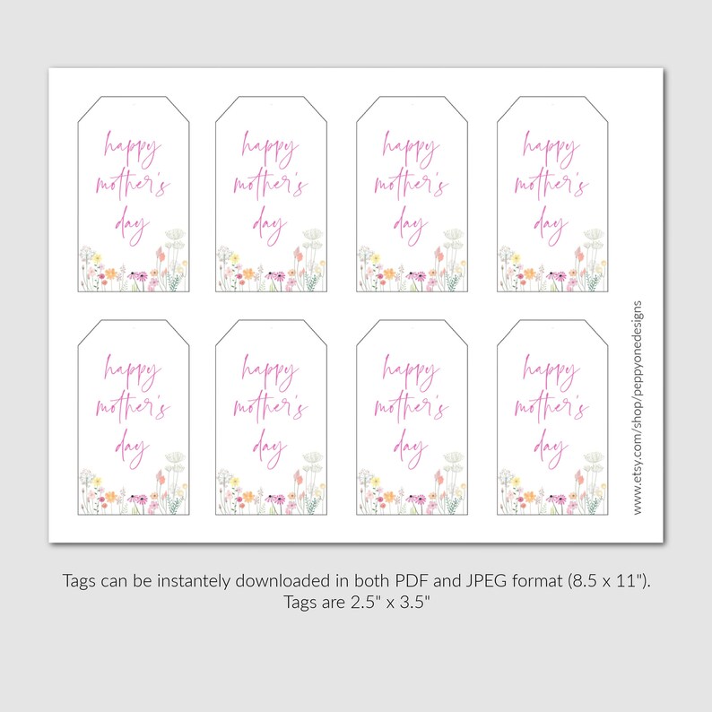 PRINTABLE Mother's Day Tags Floral Gift Tags Happy - Etsy
