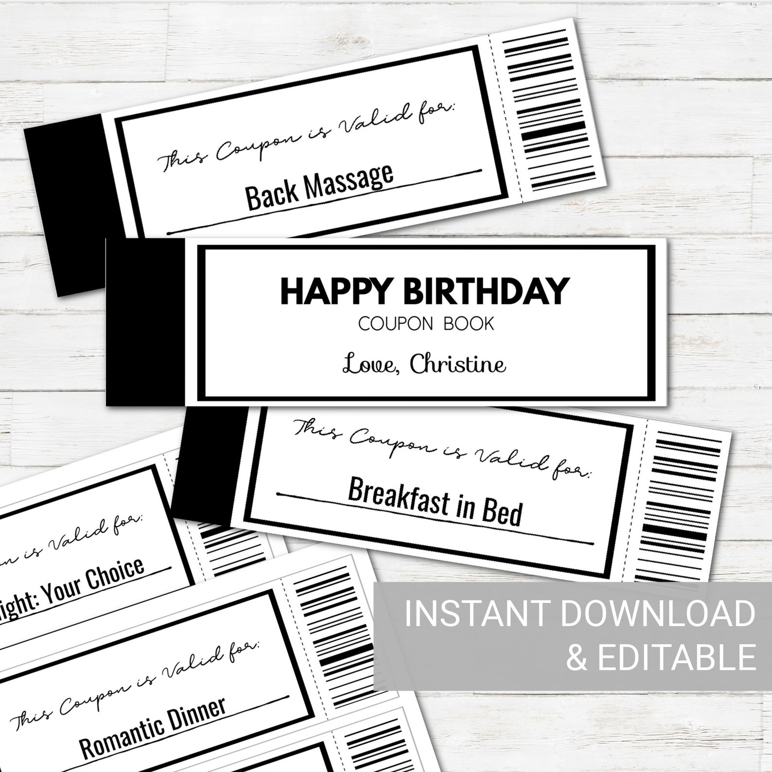 Editable Coupon Book, Birthday Gift for Husband, Custom Coupon Book ...