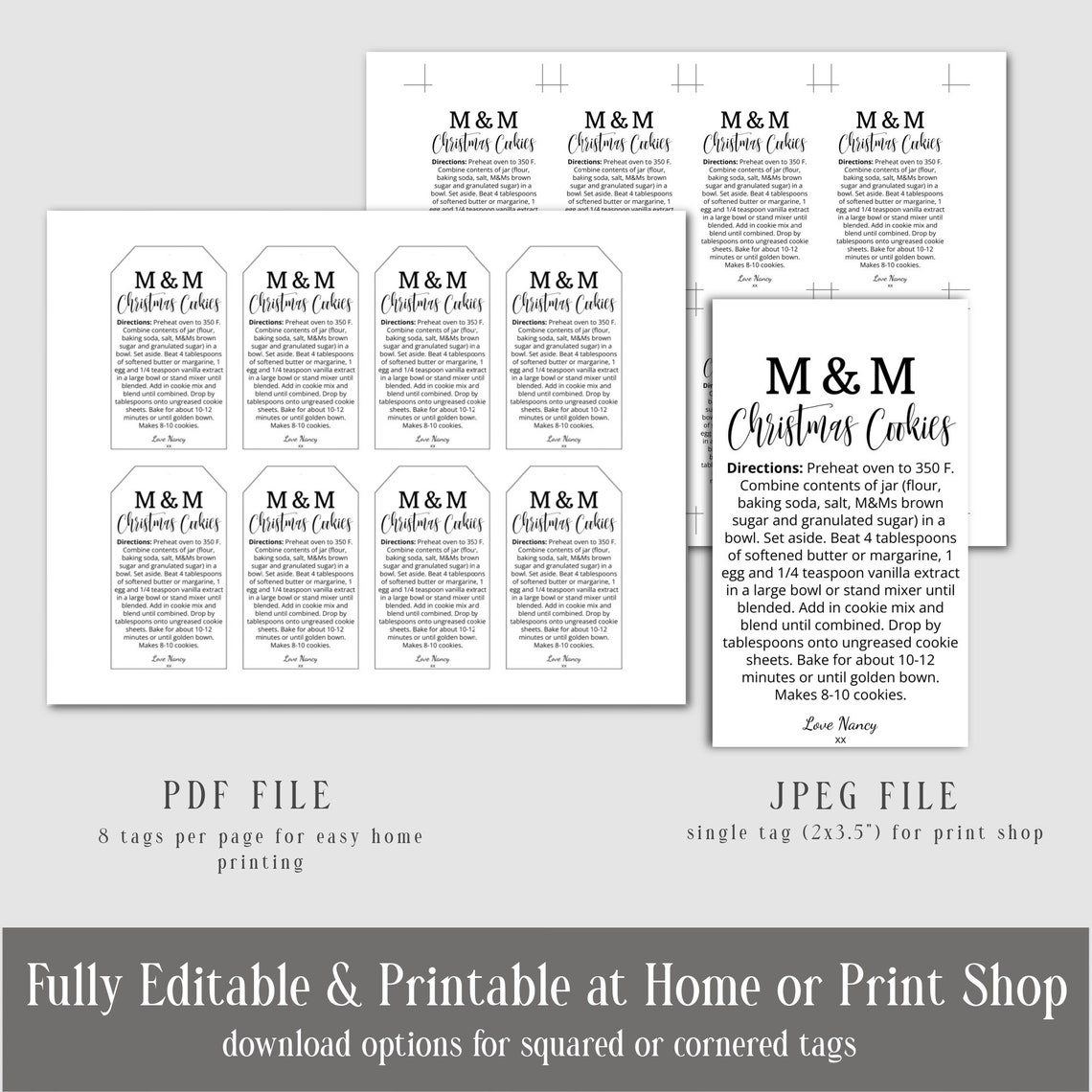 Editable Christmas Gift Tag Template Cookie Jar Mix Tag | Etsy