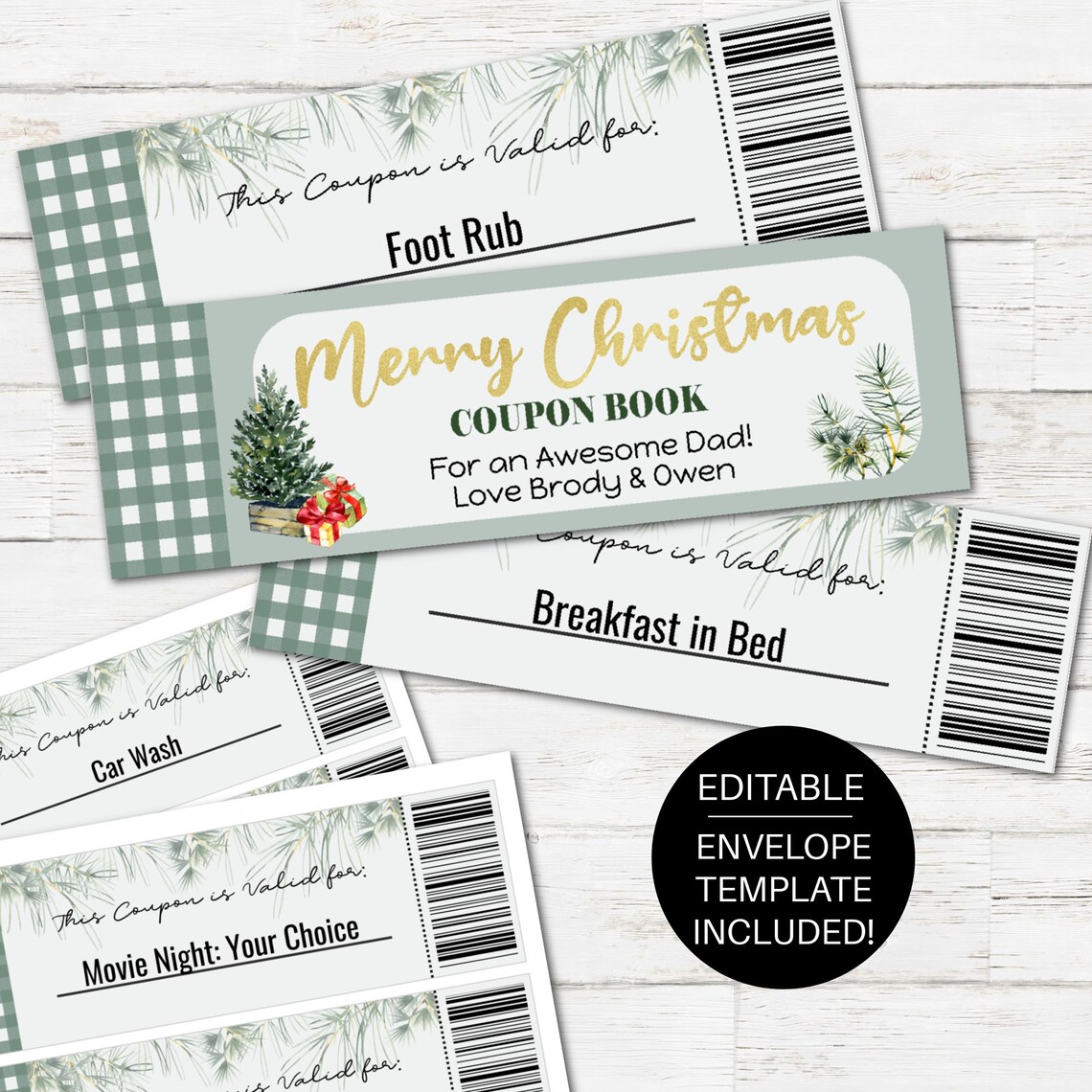 Editable Christmas Coupon Book, Printable Coupon Book, Christmas Gift ...