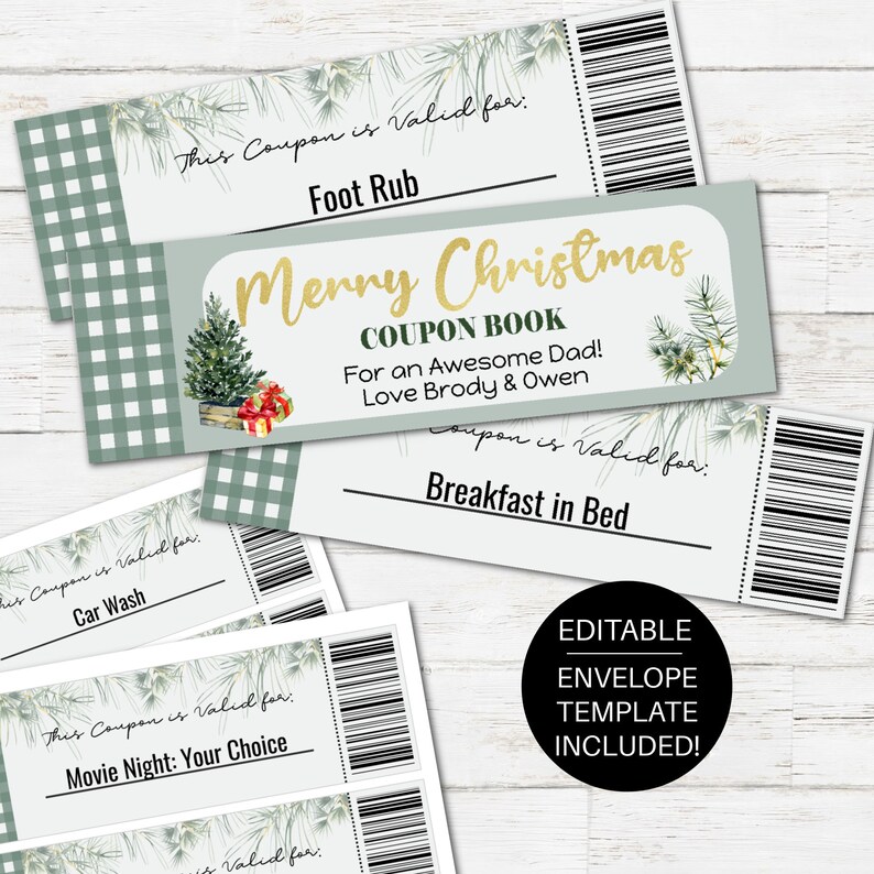 Editable Christmas Coupon Book, Printable Coupon Book, Christmas Gift ...