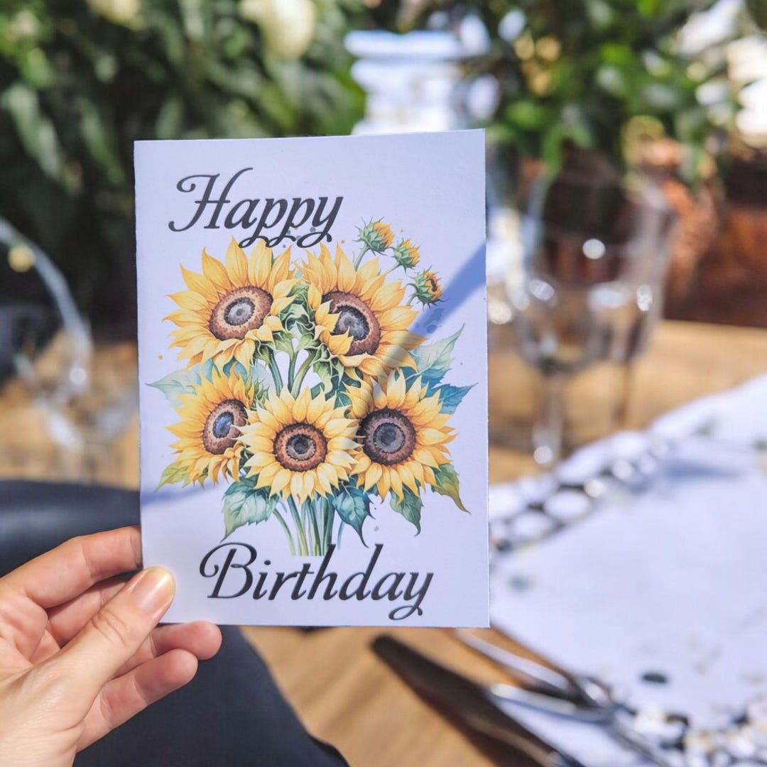 Printable Sunflower Birthday Card Instant Download Birthday Greeting ...