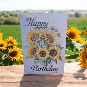 Printable Sunflower Birthday Card Instant Download Birthday Greeting ...