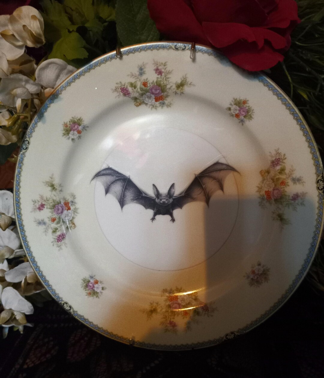 Redesigned Bat China Plate Decor - Etsy