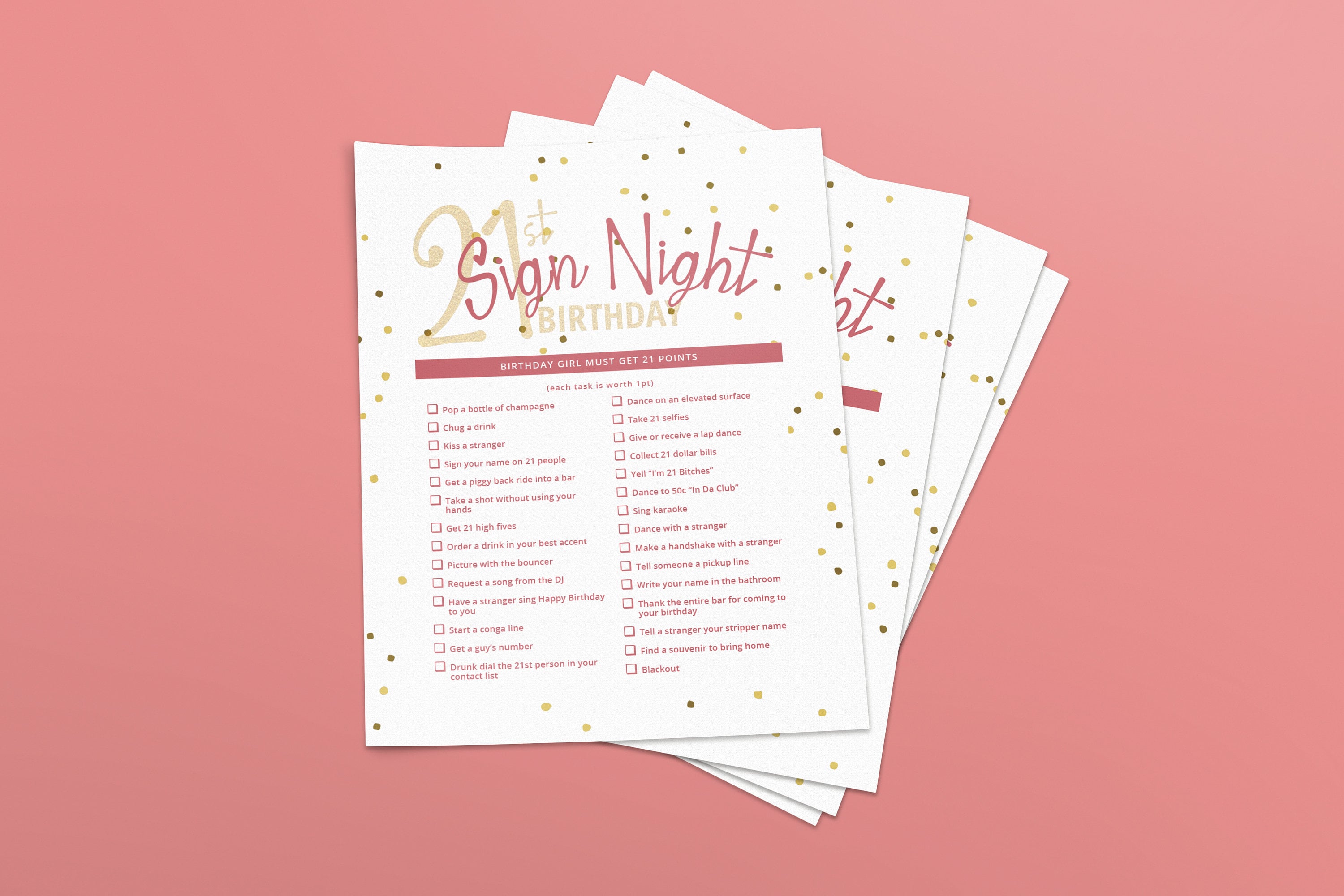 Birthday Party Game 21st Birthday Sign Night Scavenger Hunt to Do List ...