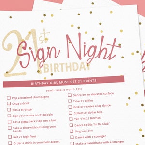 Birthday Party Game 21st Birthday Sign Night Scavenger Hunt to Do List ...