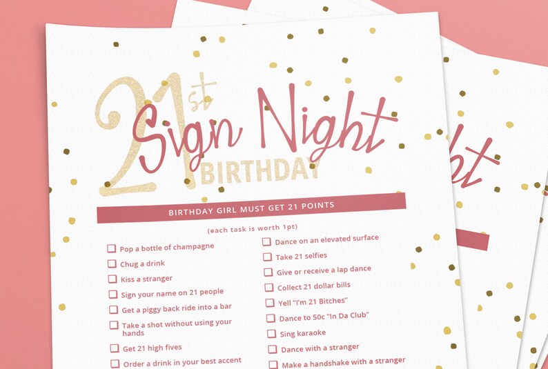 Birthday Party Game 21st Birthday Sign Night Scavenger Hunt to Do List ...
