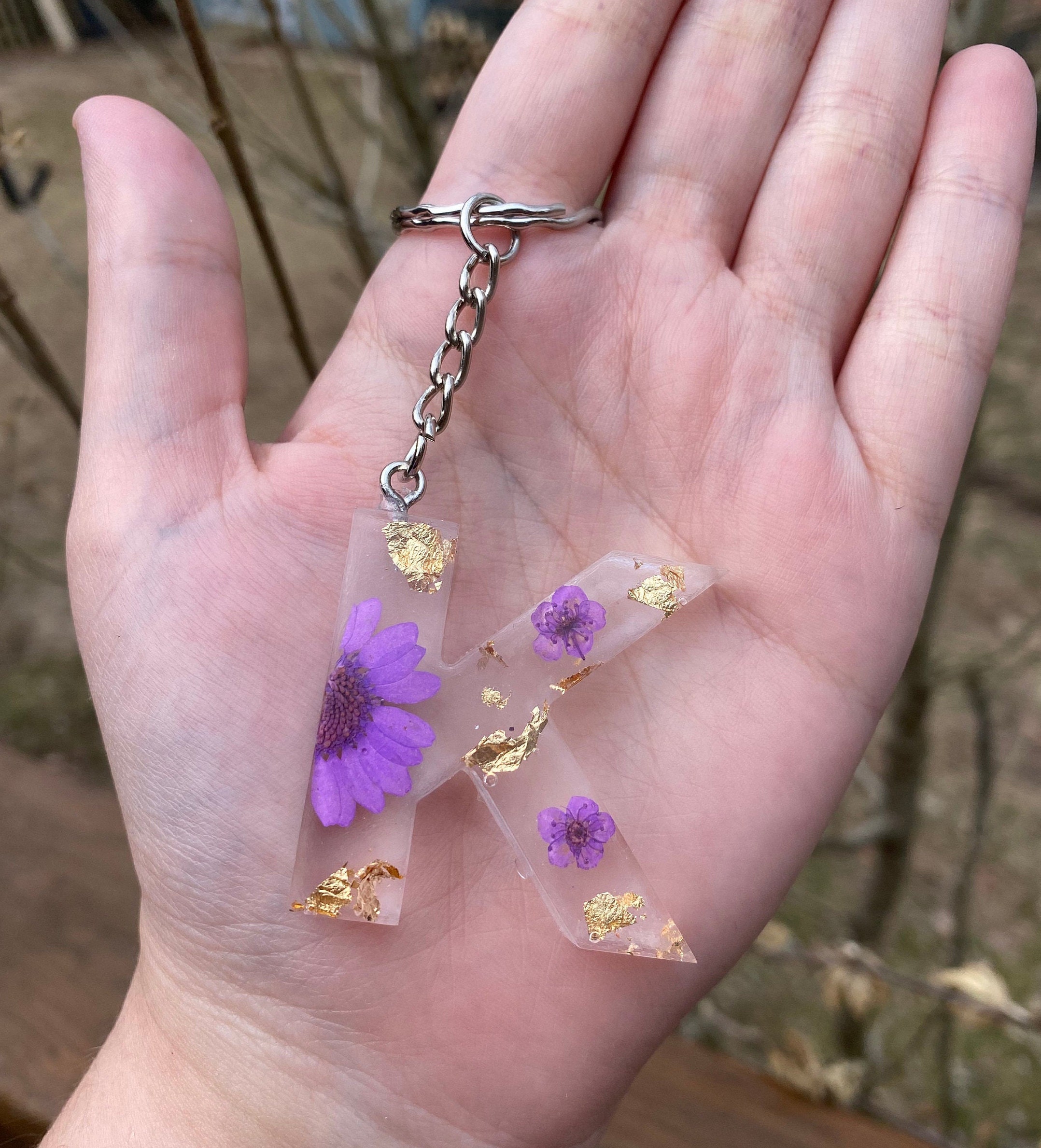 Custom Resin Flower Keychain | Etsy