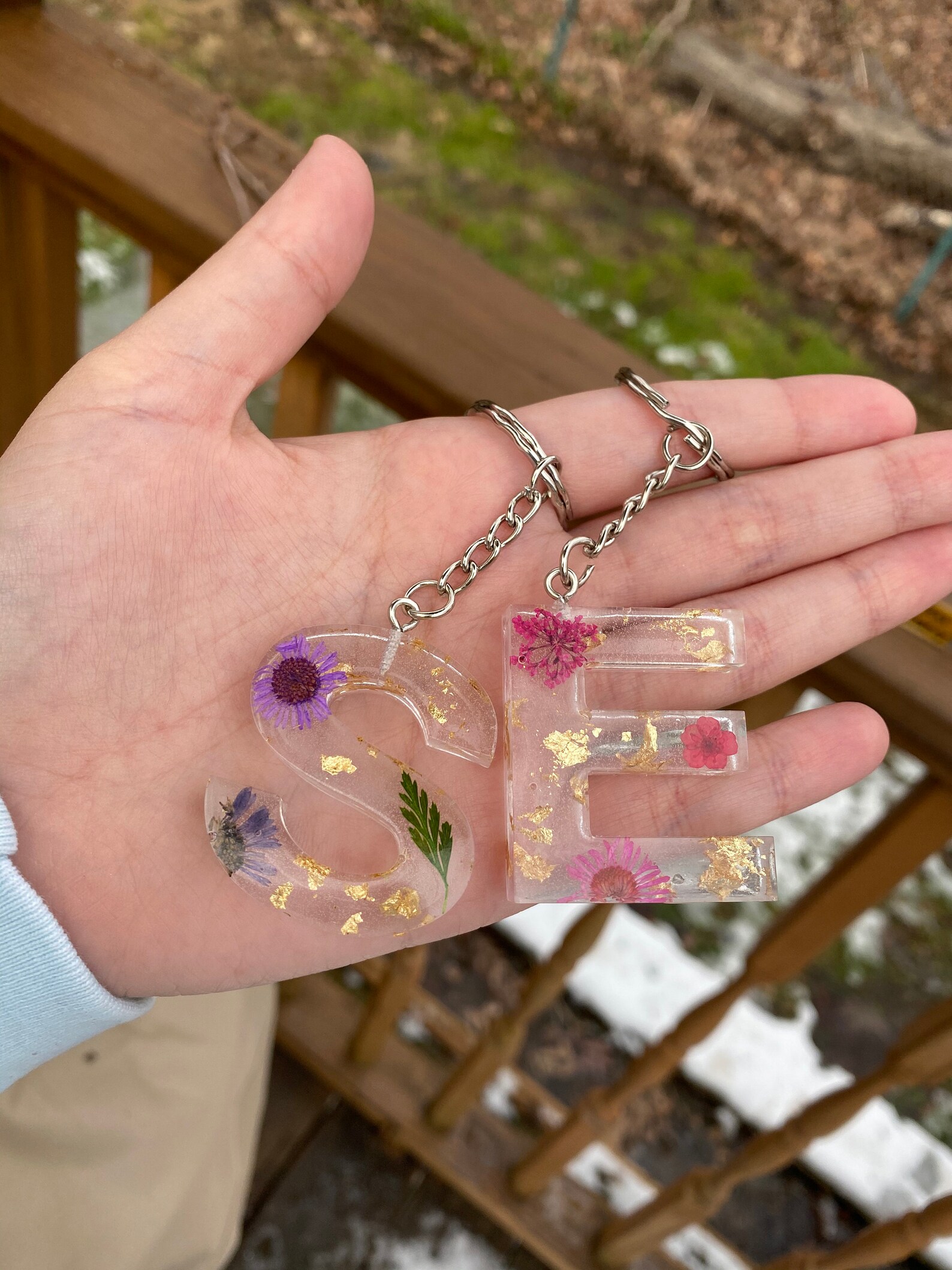 Custom Resin Flower Keychain | Etsy