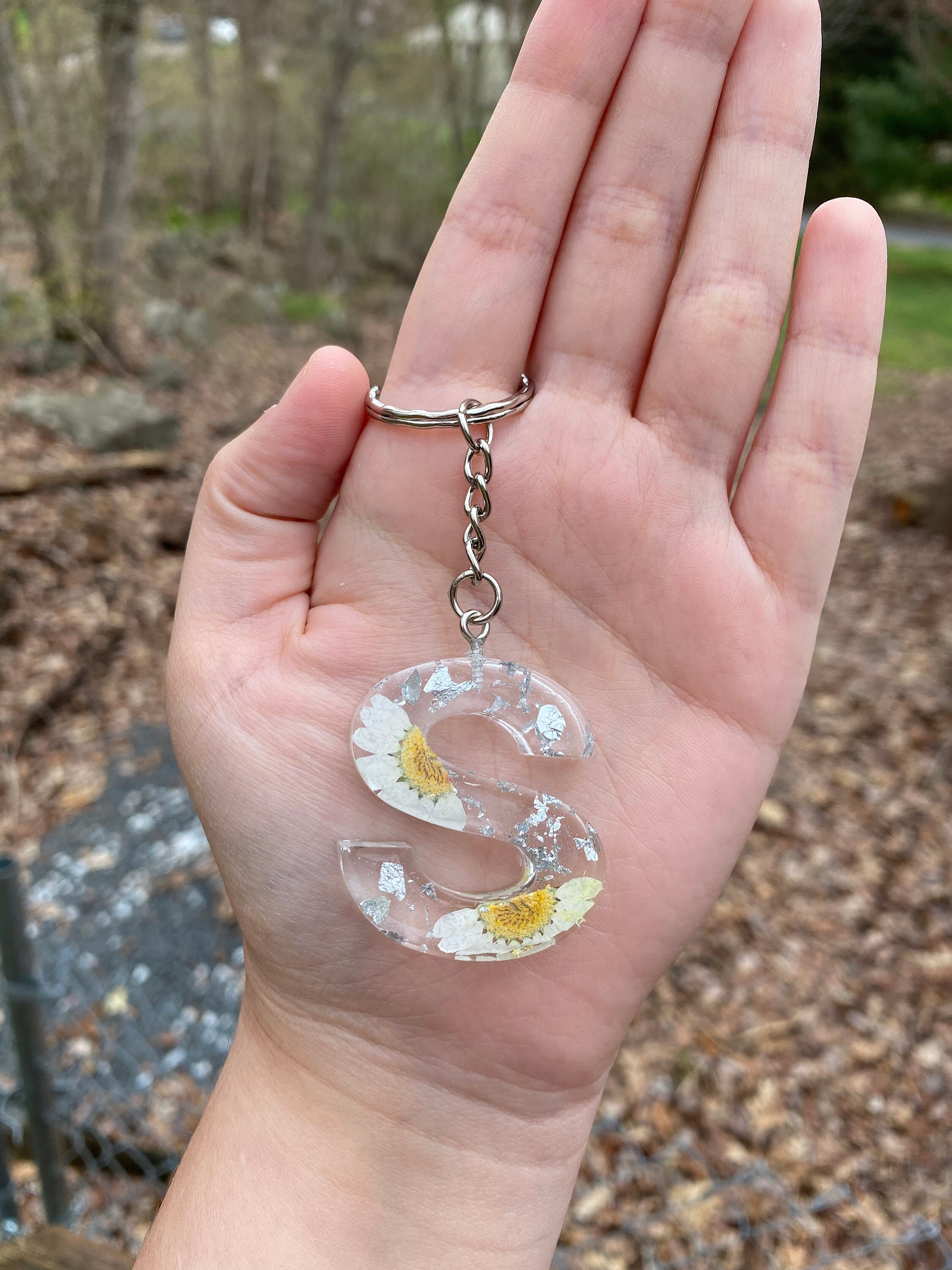 Custom Resin Flower Keychain | Etsy