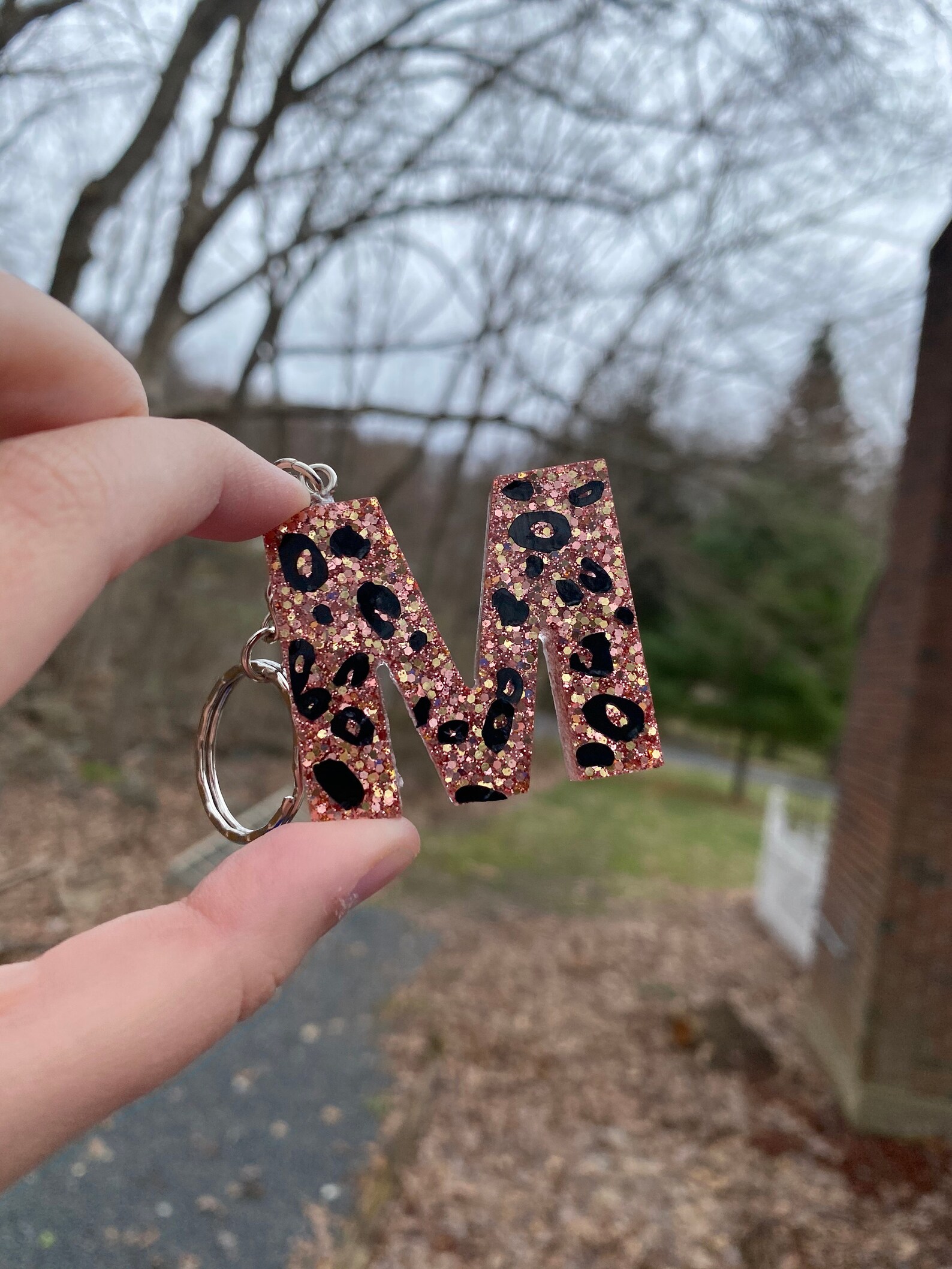 Cheetah Print Resin Letter Keychain | Etsy