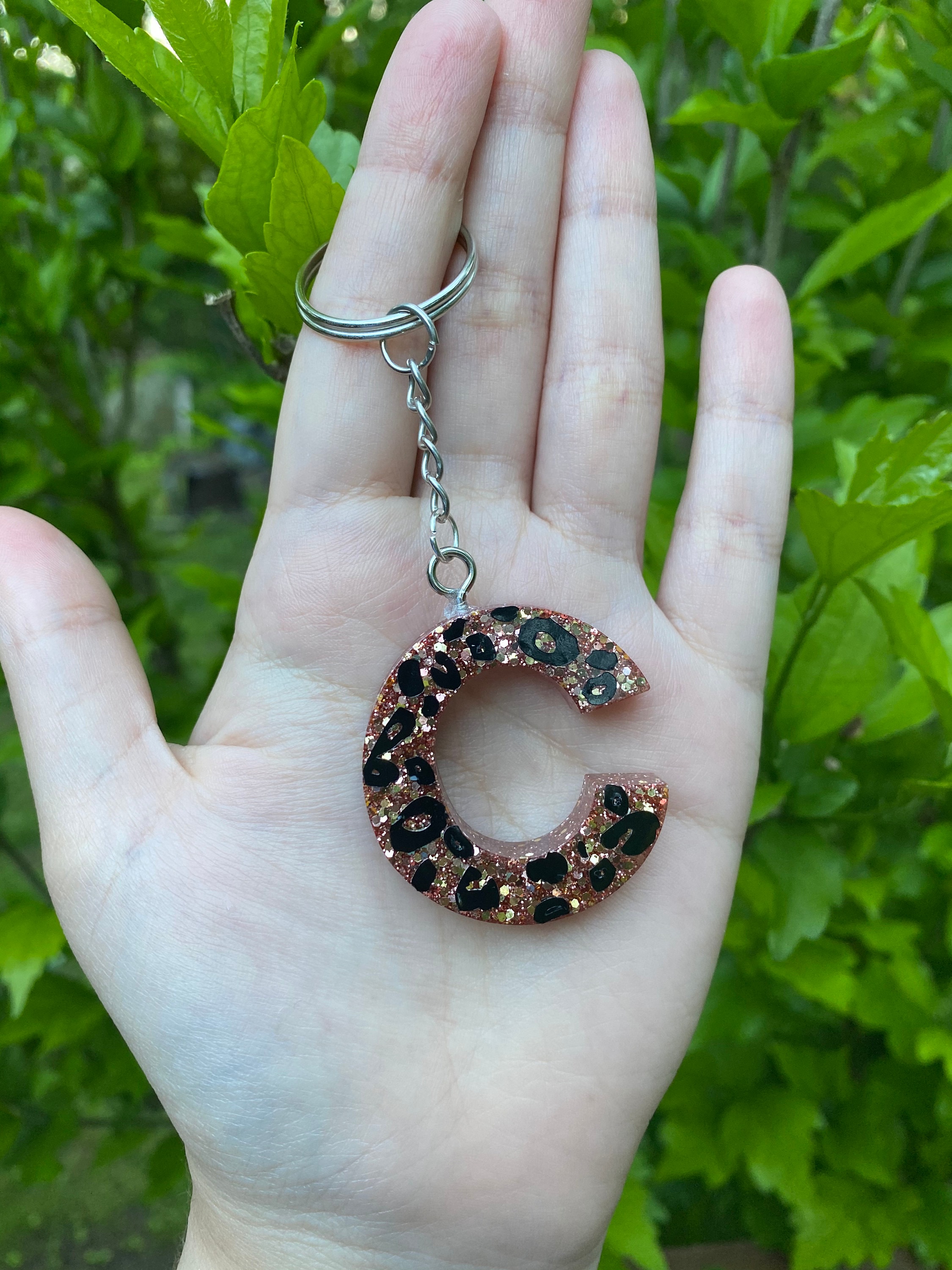 Cheetah Print Resin Letter Keychain | Etsy