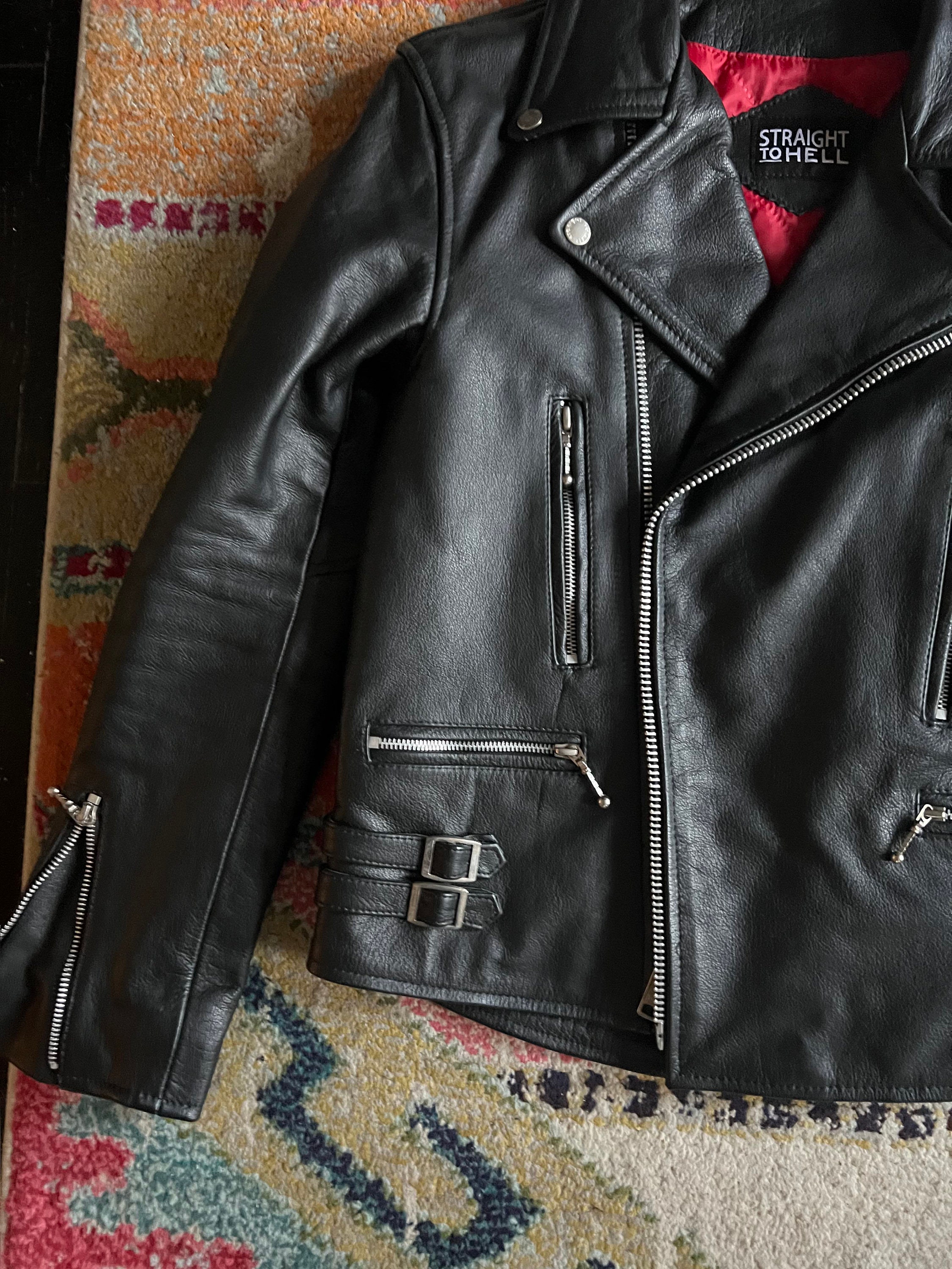 Straight to Hell Leather Jacket: Defector Black & Nickel Color Size 40 ...