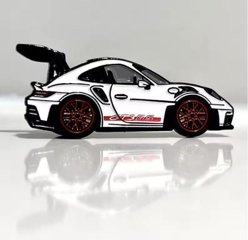 Porsche GT3 RS Enamel Pin – White Sports Car Racing Pin, Car Lover Gift, Automotive Collectible ...