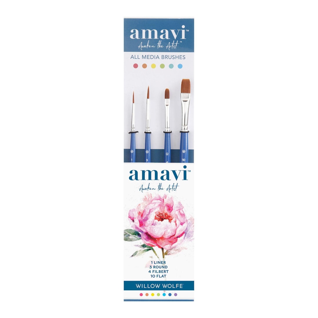 Amavi® Mixed Media Golden Taklon Brushes Set #6 - Etsy