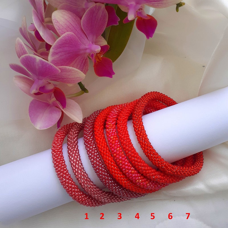 Red Beaded Bracelet - Etsy