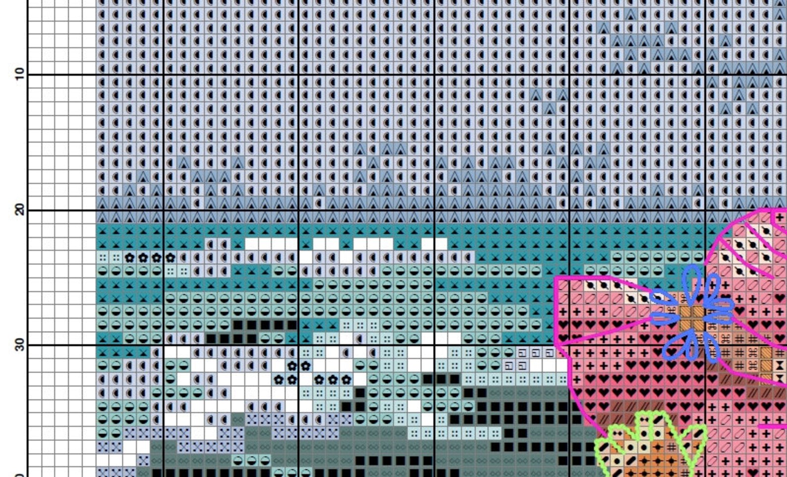 Girl at the Beach Counted Cross Stitch Pattern Modern - Etsy