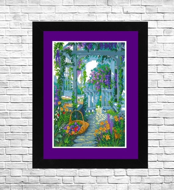 Garden Gate Cross Stitch Pattern Summer Landscape Pattern | Etsy
