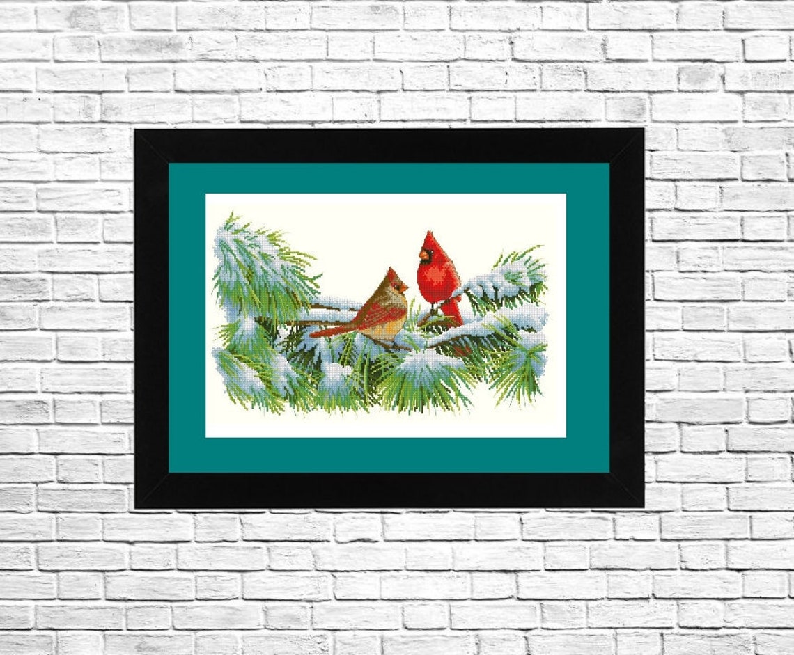Winter Cardinals Counted Cross Stitch Chart Nature Pattern - Etsy Canada