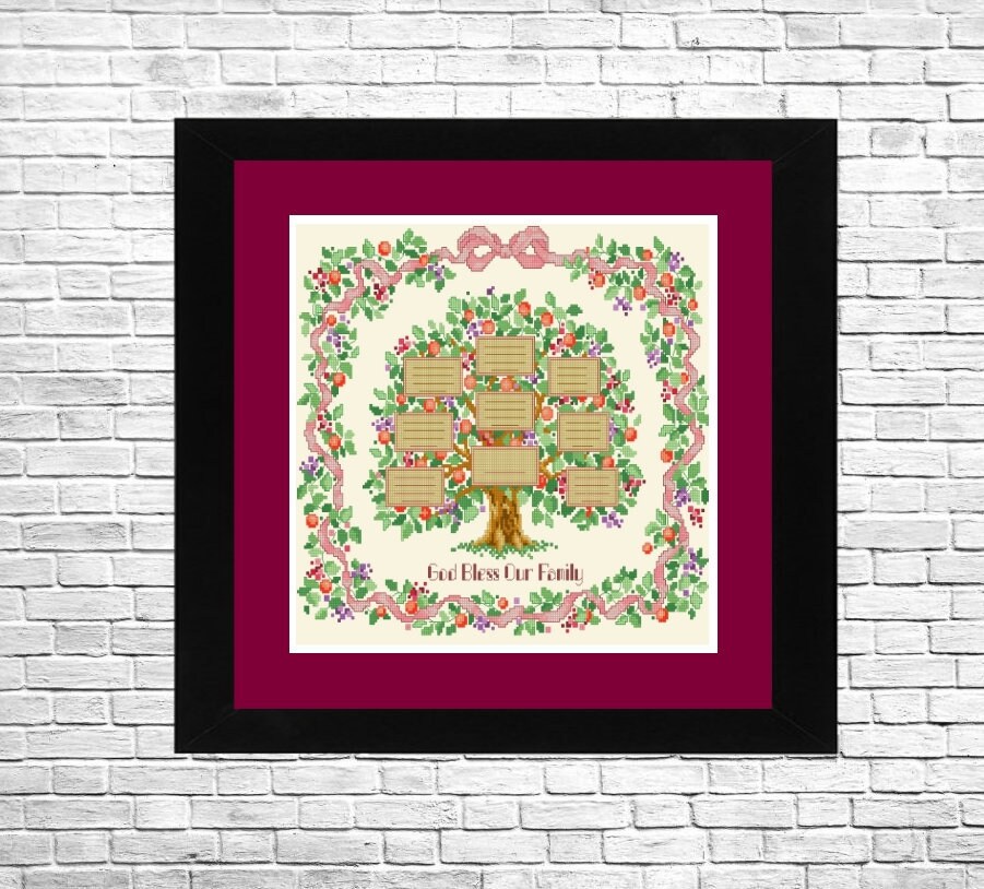 Family Tree Pattern, Cross Stitch Pattern, Modern Hand Embroidery ...
